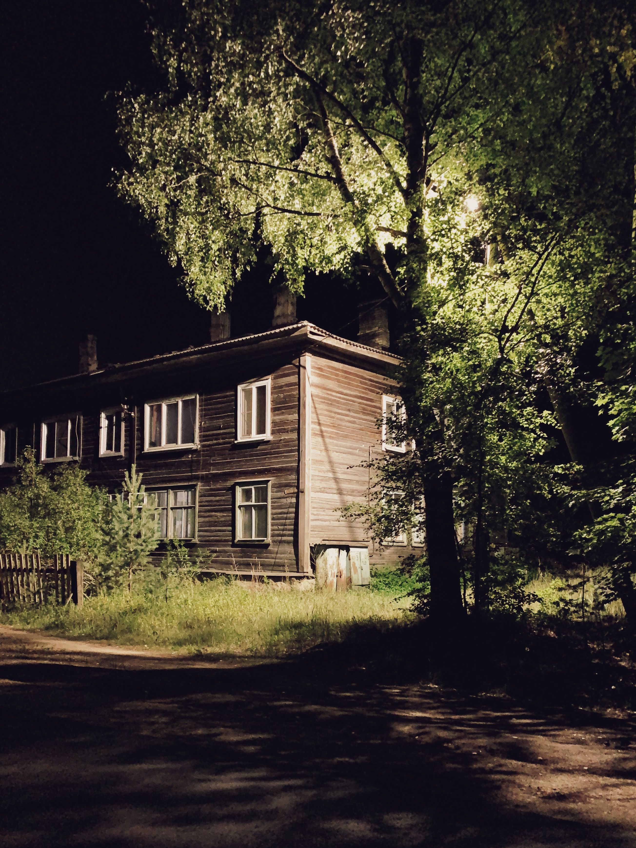 Wooden House near the Tree During Night Time · Free Stock Photo