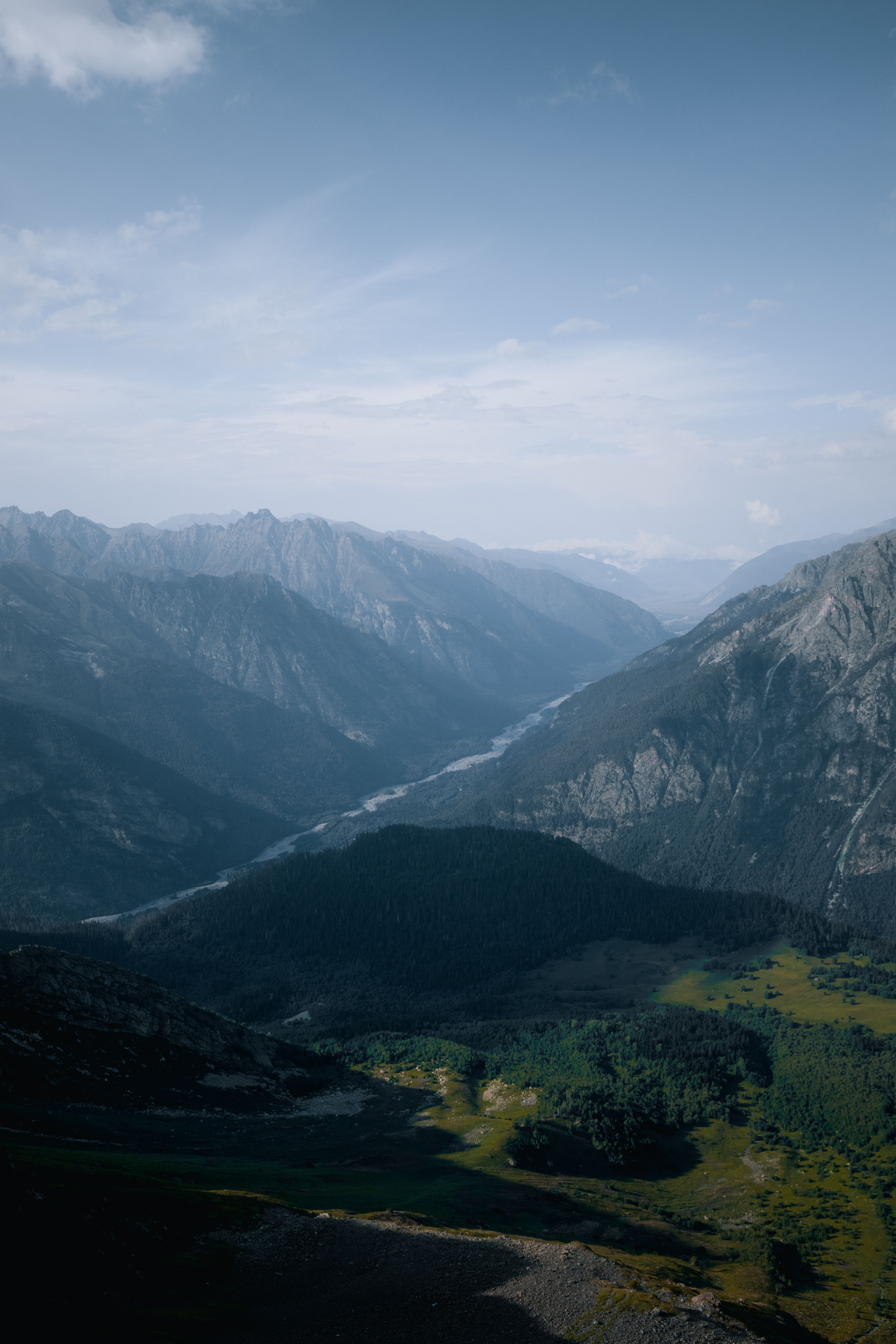 Mountain Range with a River in the Valley Between Them · Free Stock Photo