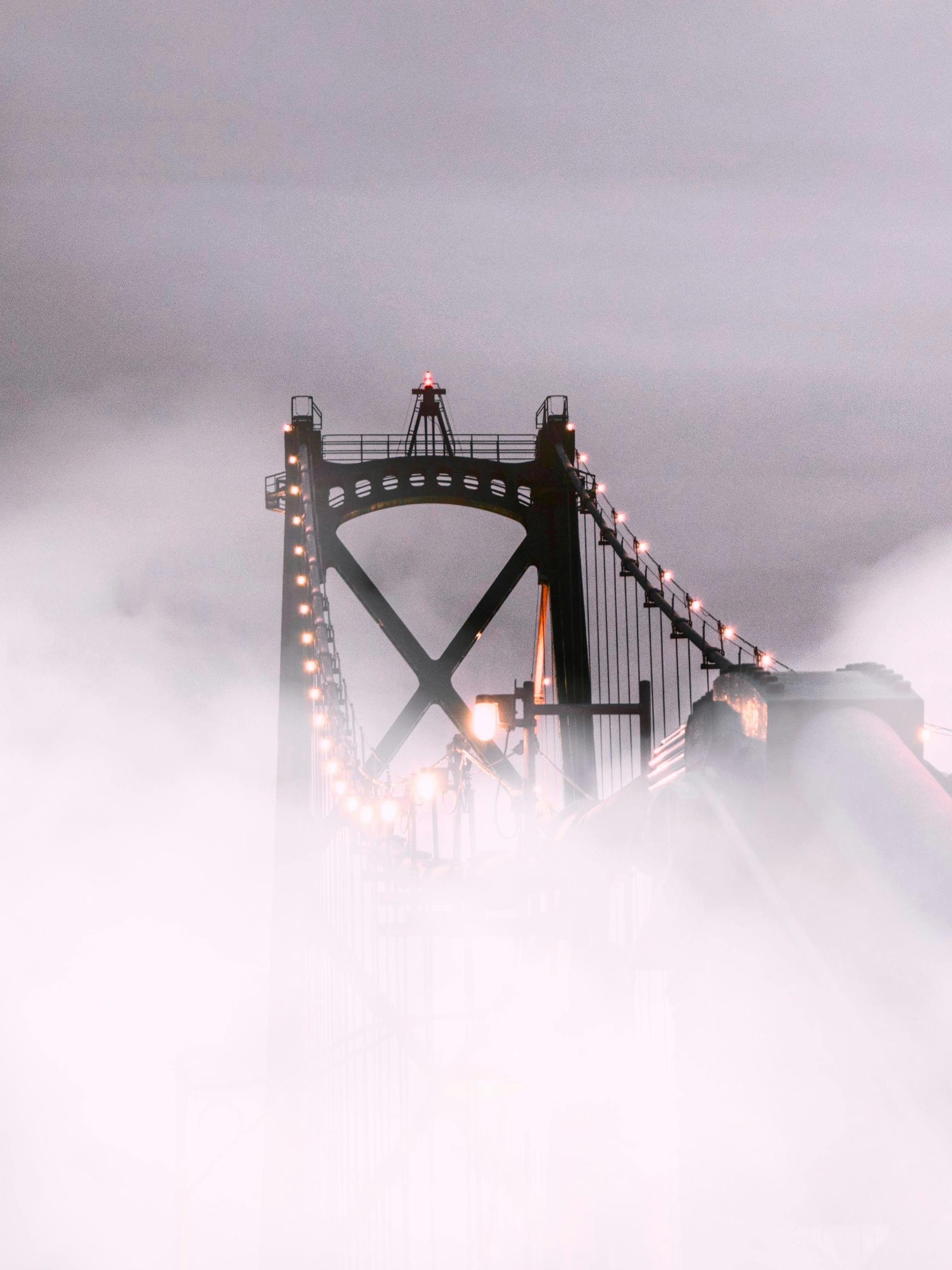 Suspension Bridge Covered With Fog · Free Stock Photo