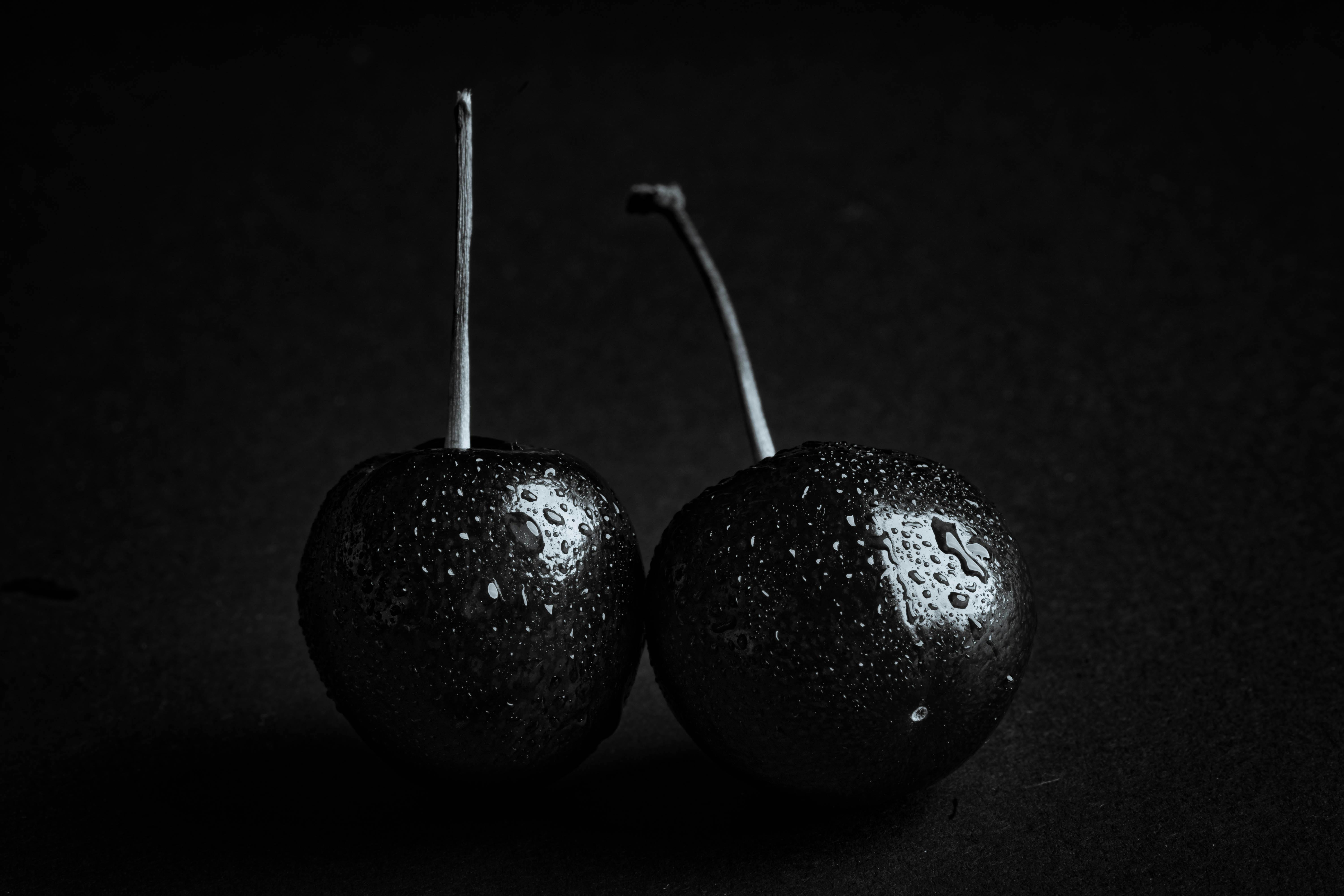 Grayscale Photo of Cherries · Free Stock Photo