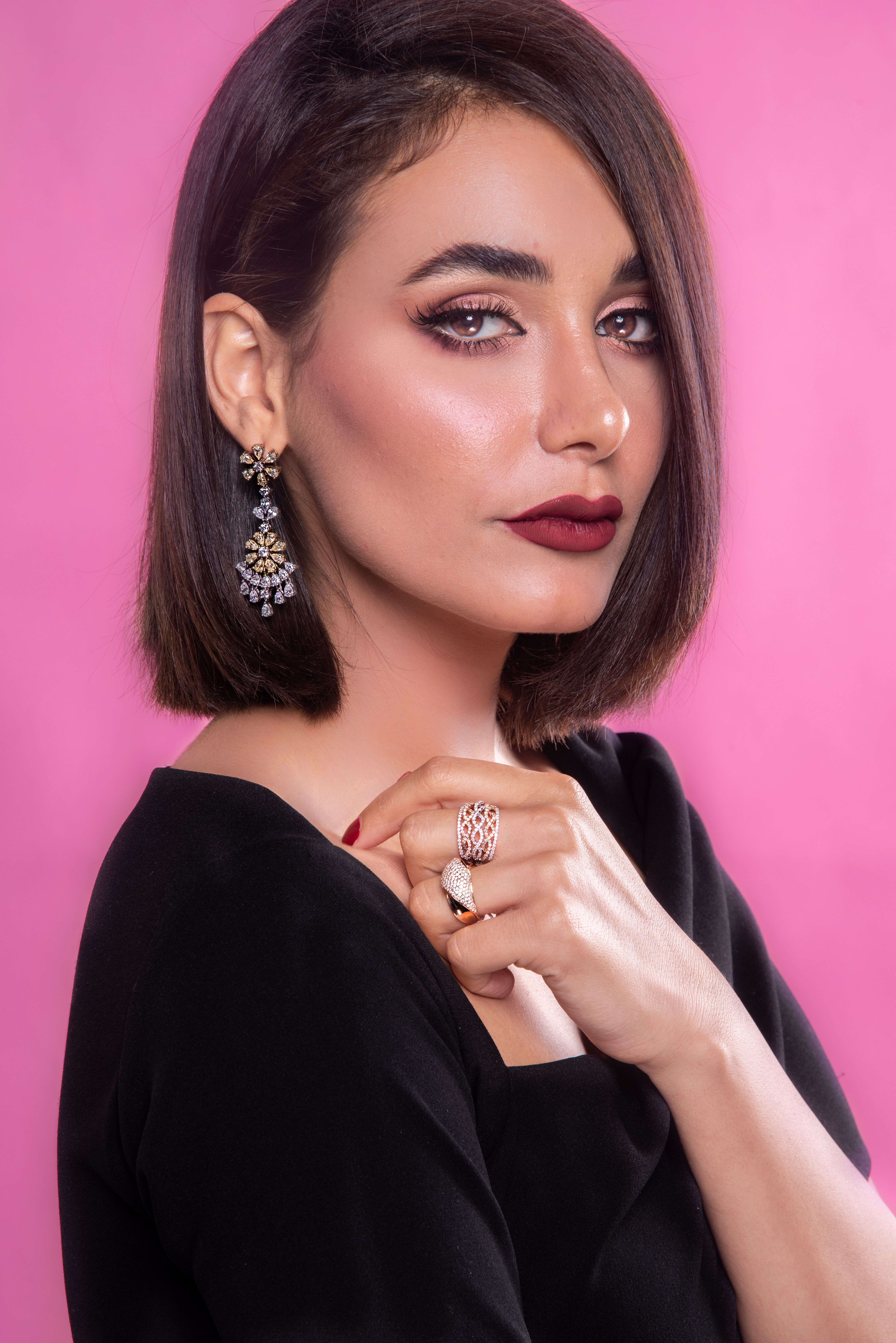 Beautiful Woman in Pink Background · Free Stock Photo