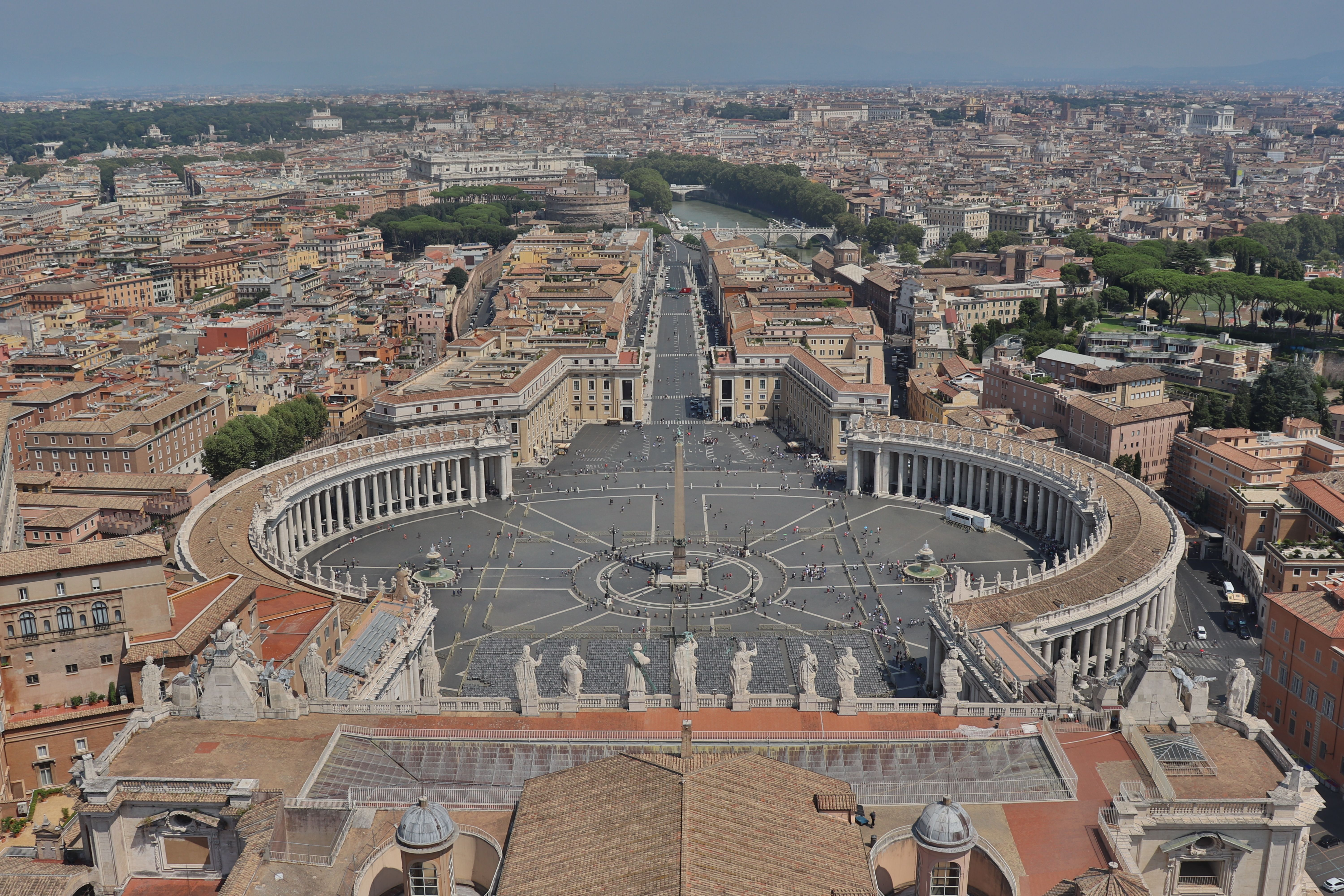 Aerial View of the Square in Front of the St. Peters Basilica in ...