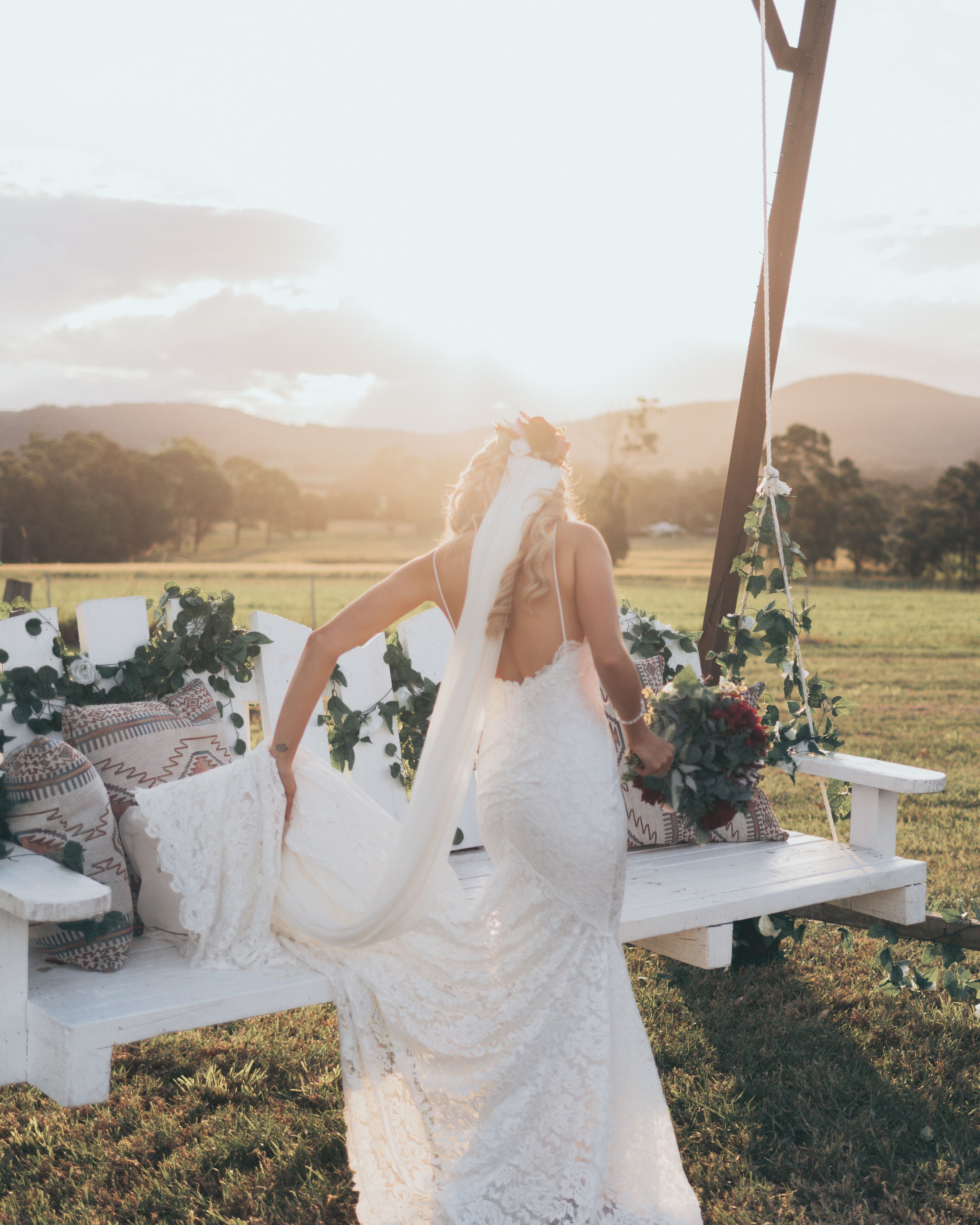 A Bride Wearing White Wedding Gown in Her Garden Wedding · Free Stock Photo