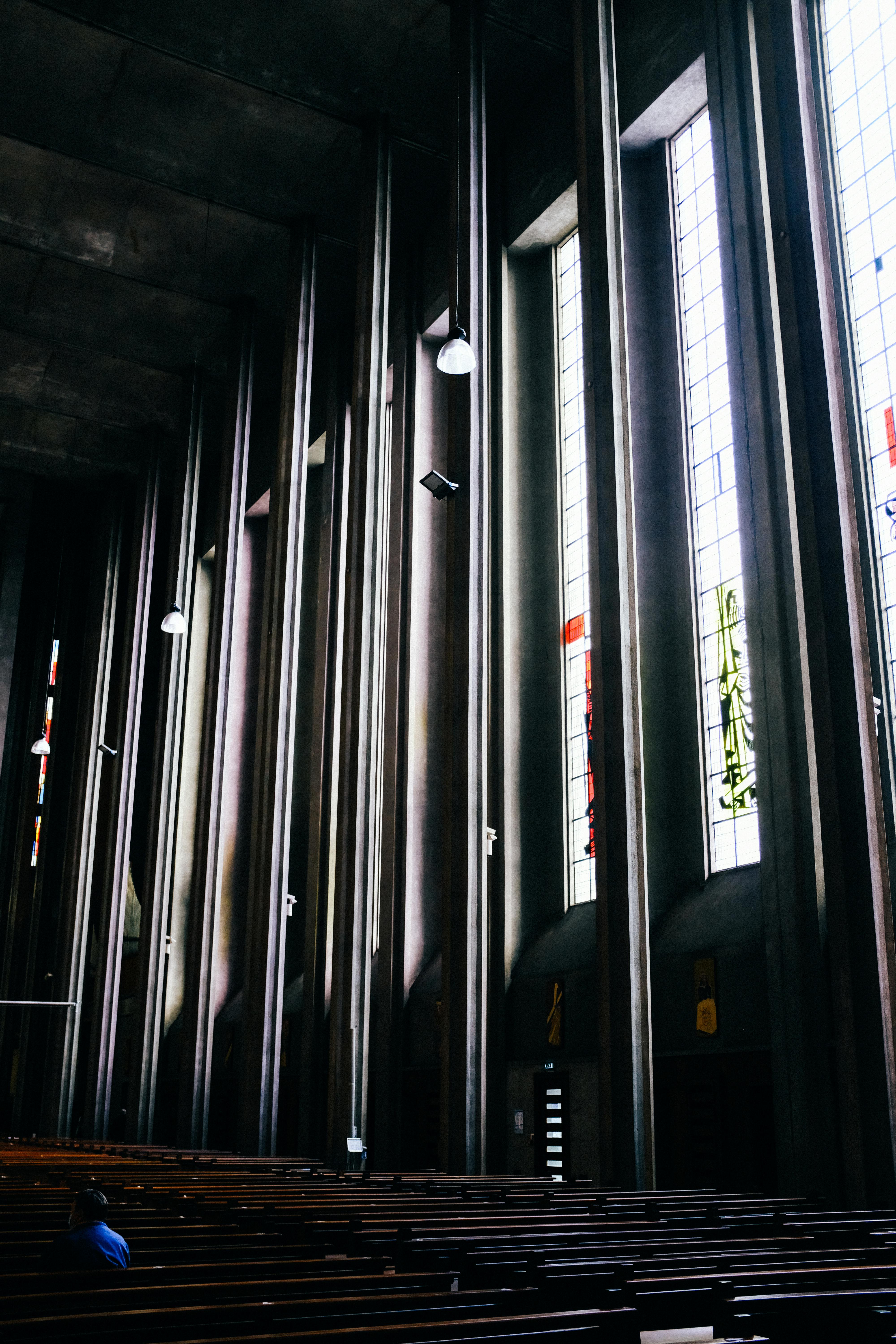 Church Interior with Tall Windows · Free Stock Photo