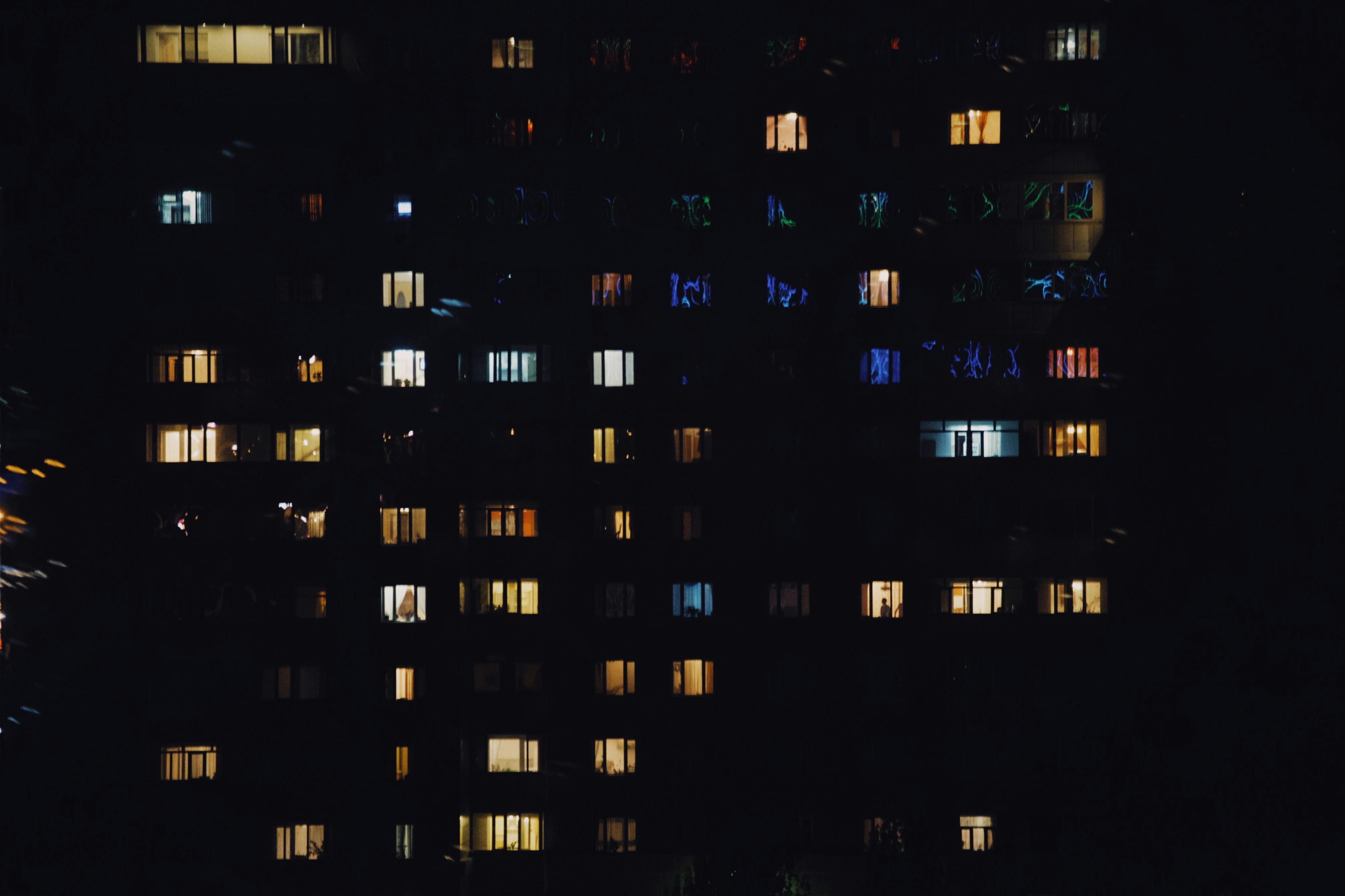 A Residential Building at Night · Free Stock Photo