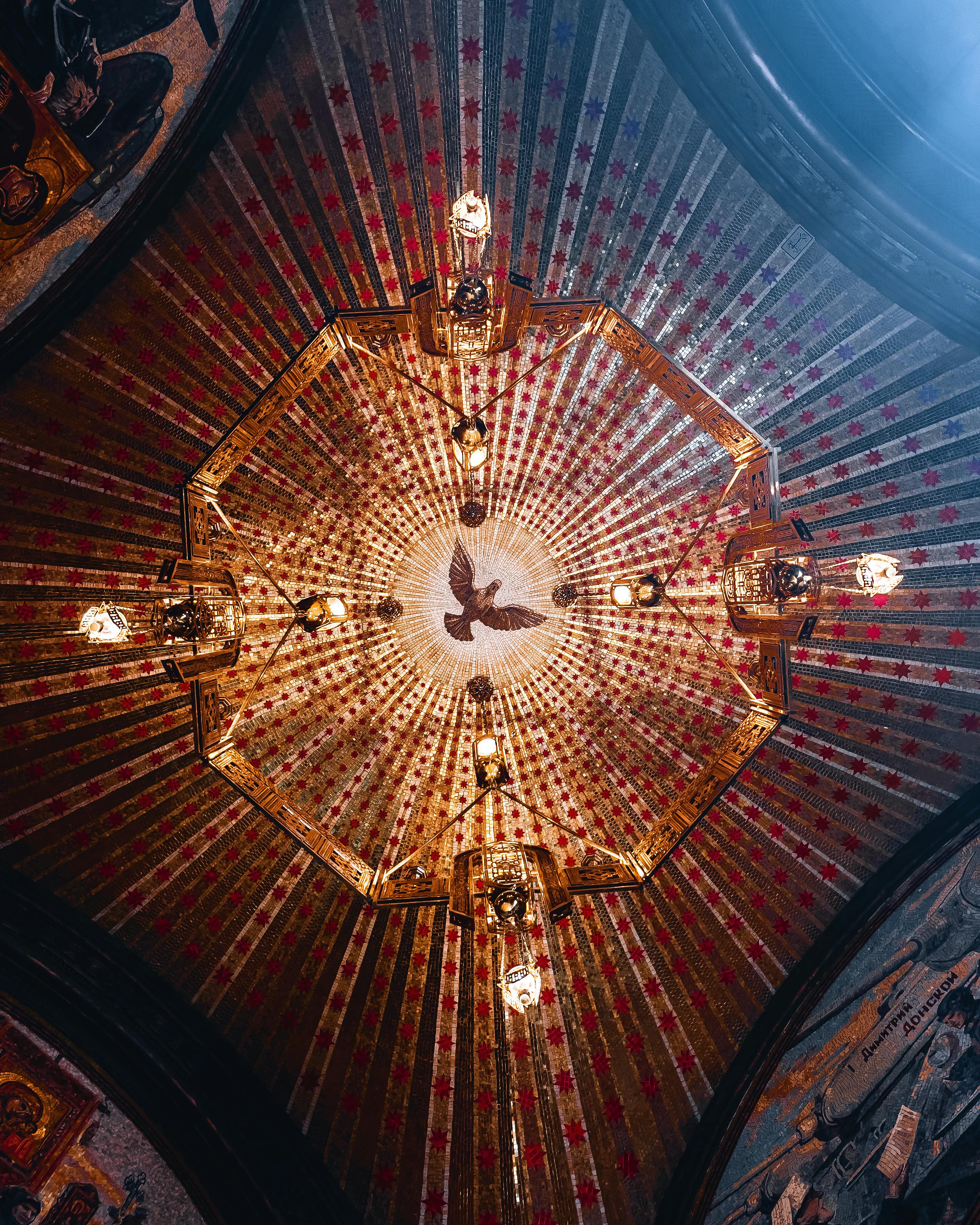 Chandelier Hanging From the the Church Ceiling · Free Stock Photo
