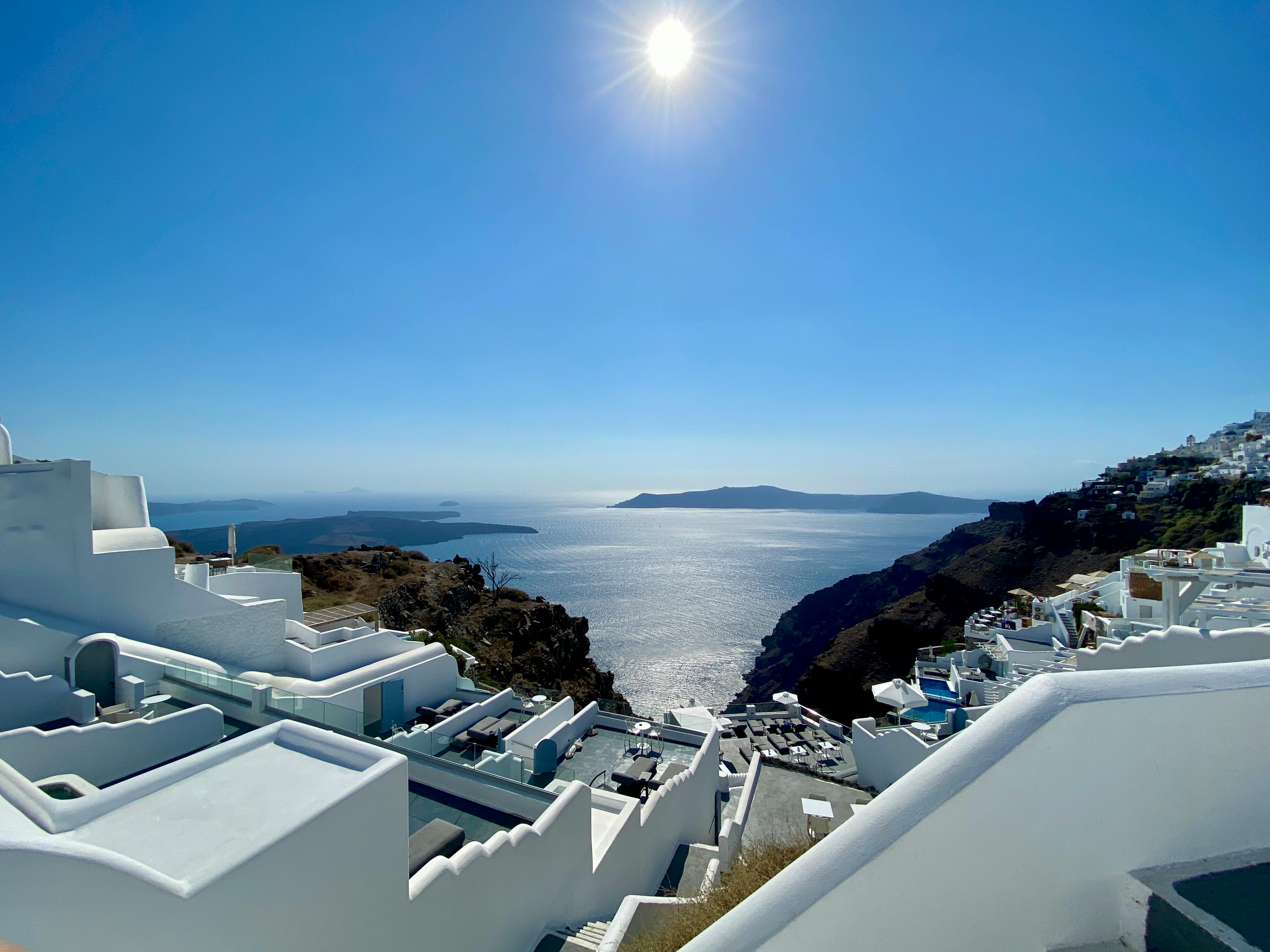 View of the Sea and Typical Greek Architecture · Free Stock Photo