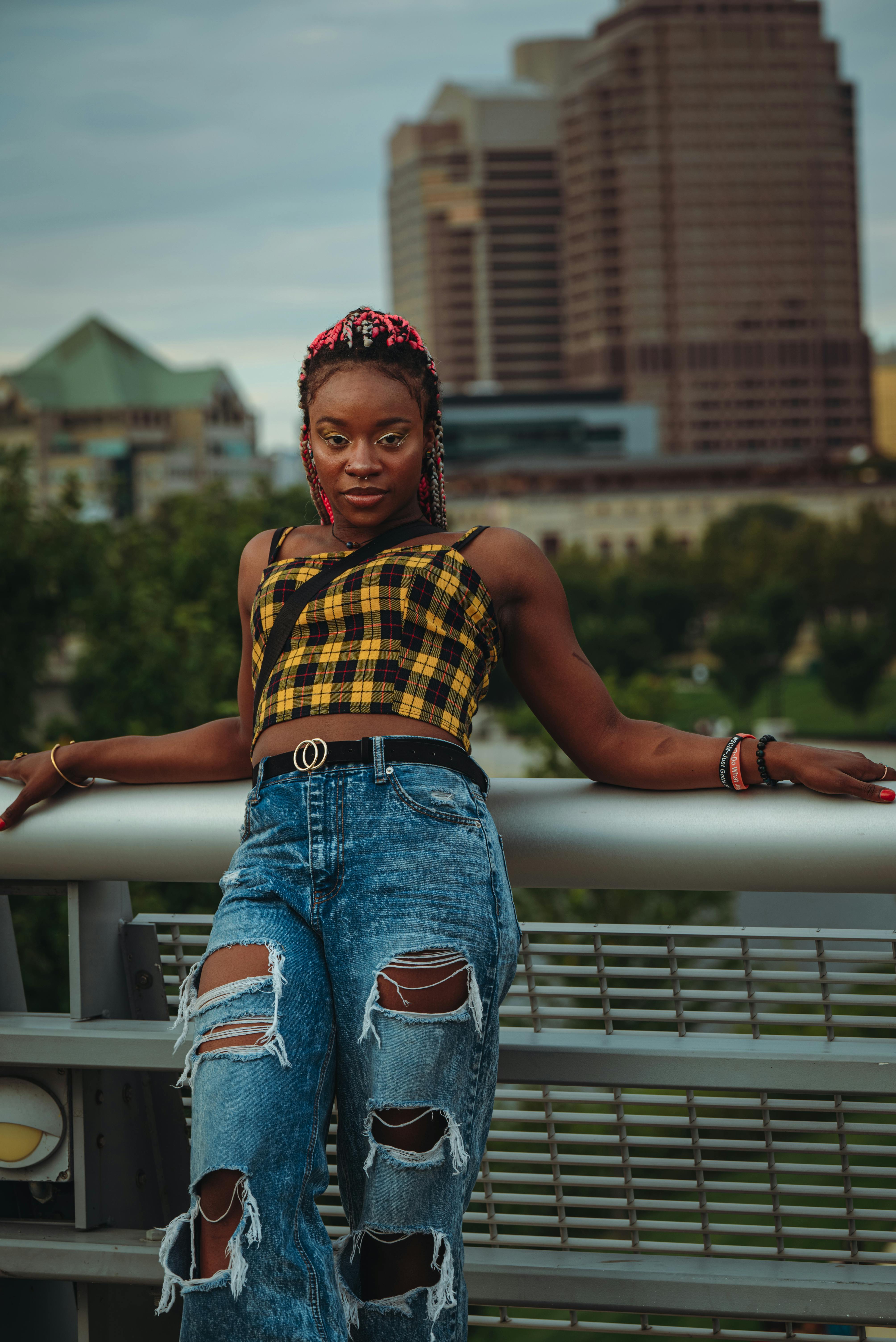 Woman Standing by a Handrail · Free Stock Photo