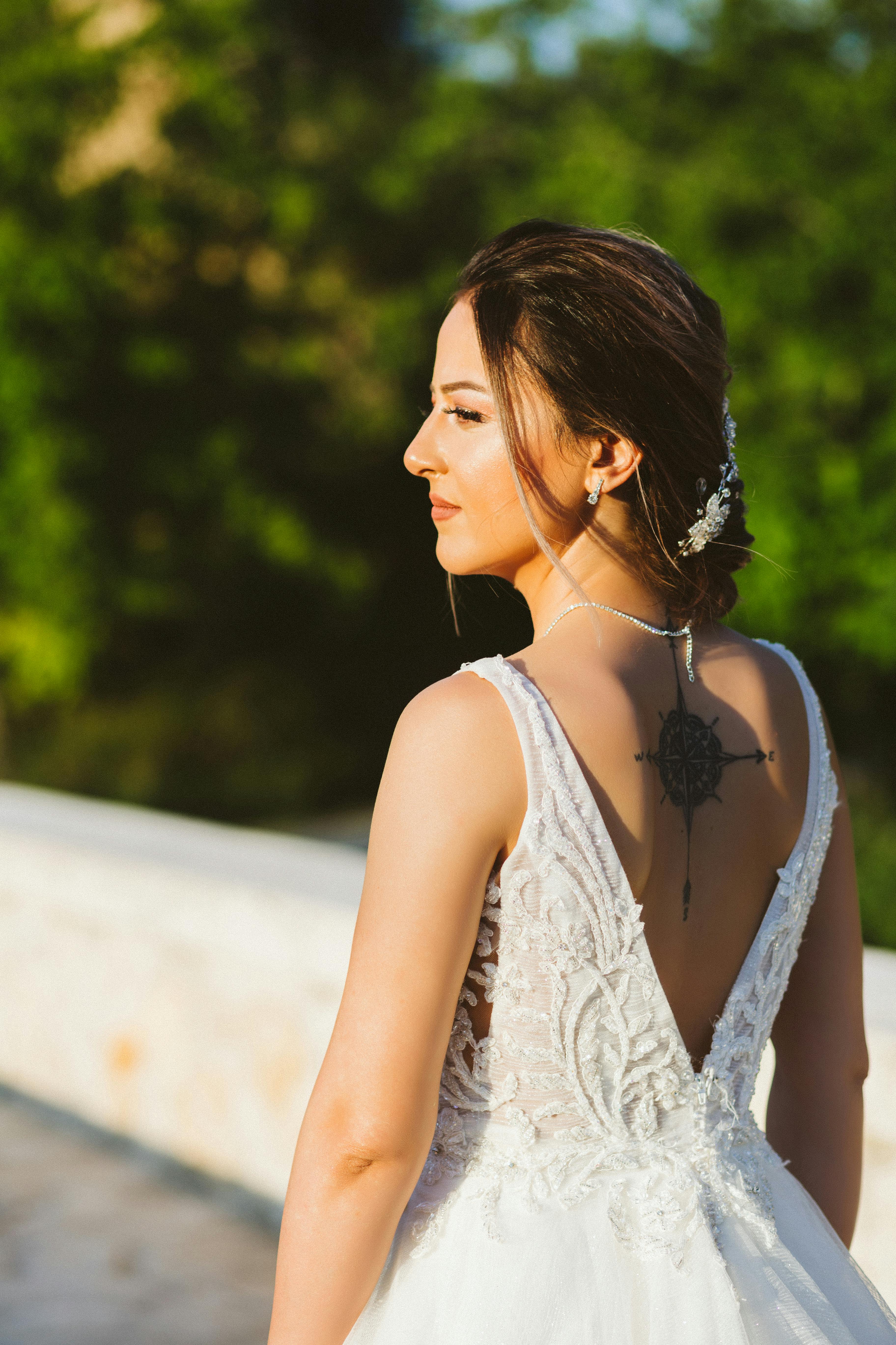 Back View of a Woman in Wedding Dress · Free Stock Photo