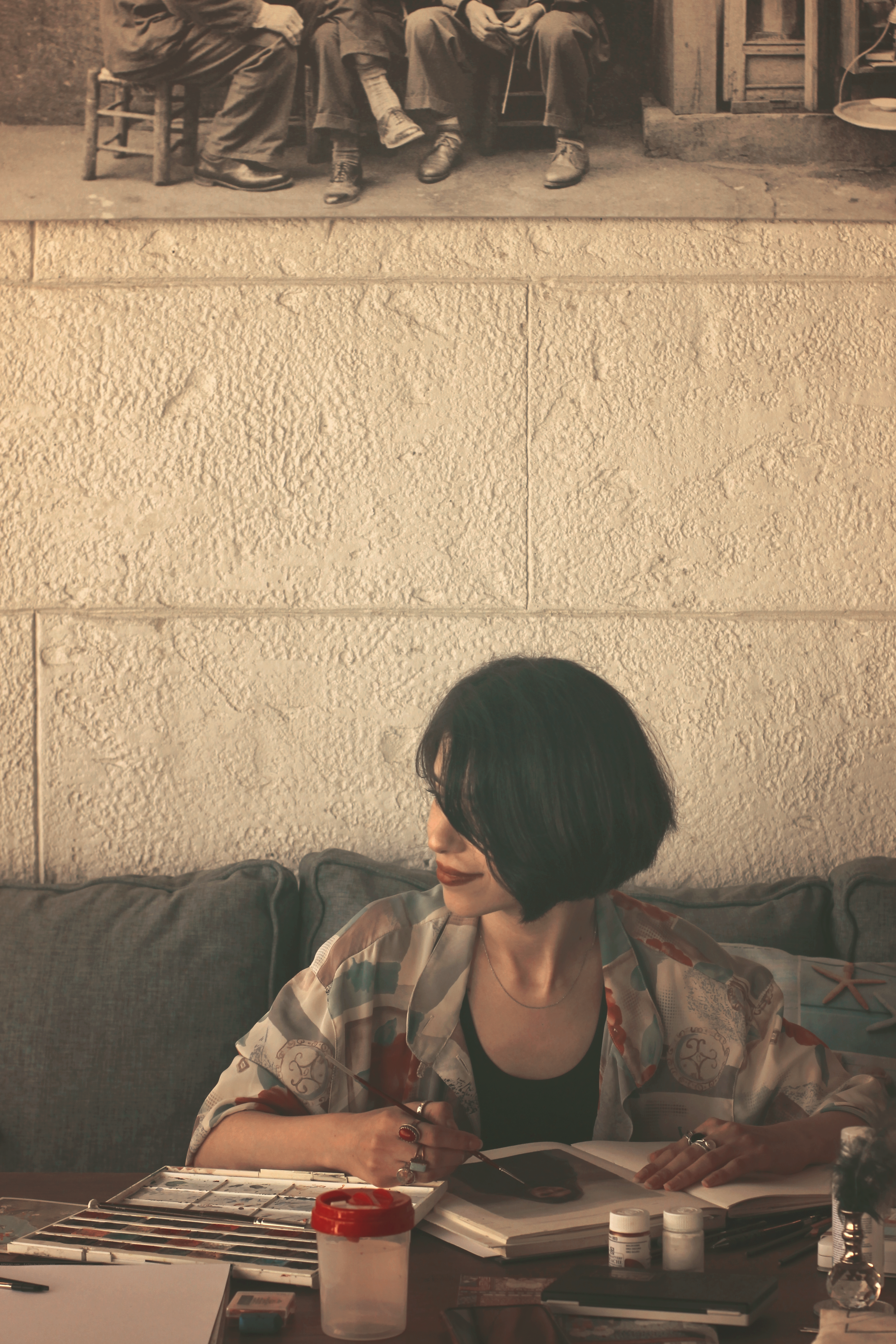 Woman Sitting at Table Painting · Free Stock Photo