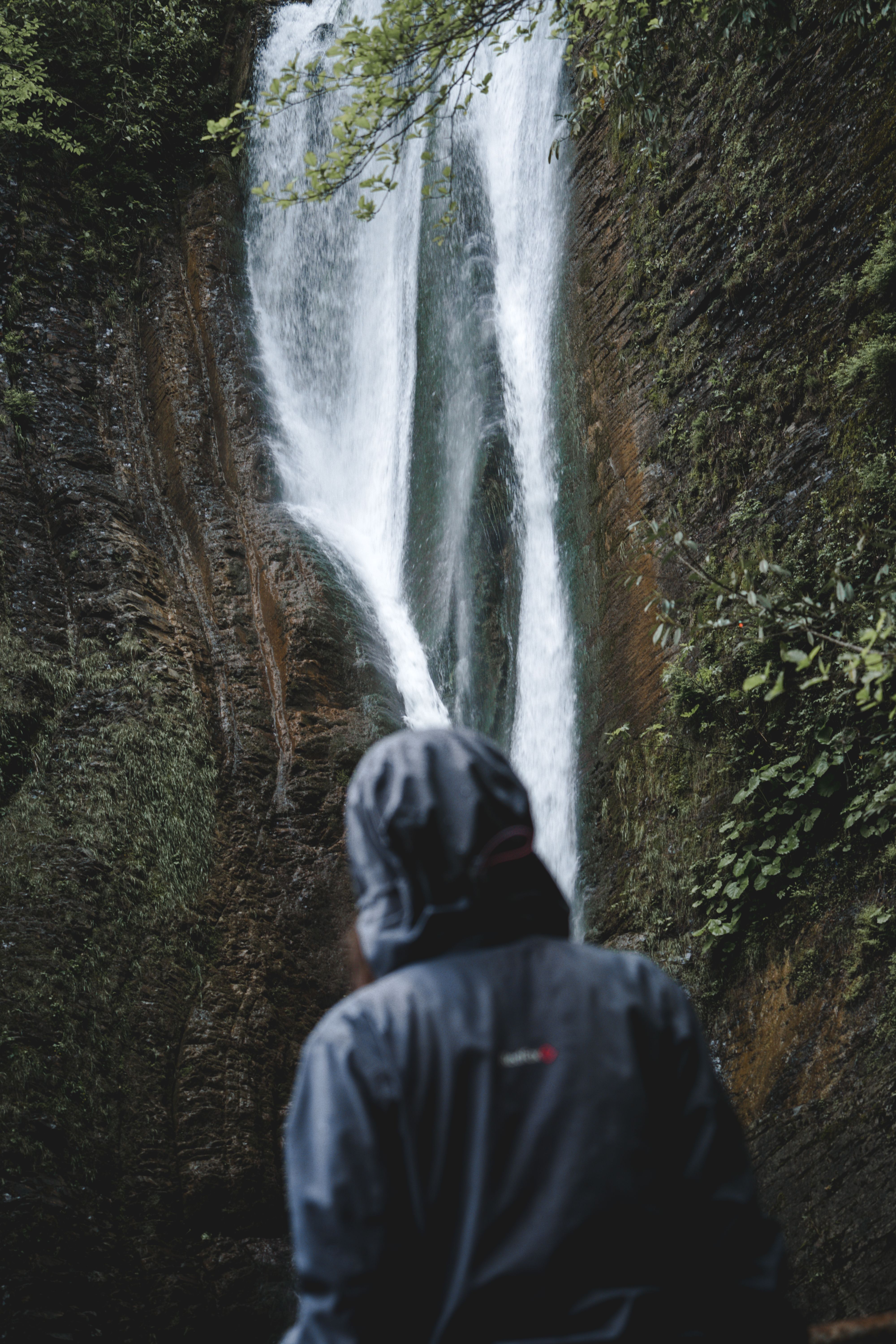 Person Standing Under a Waterfalls · Free Stock Photo