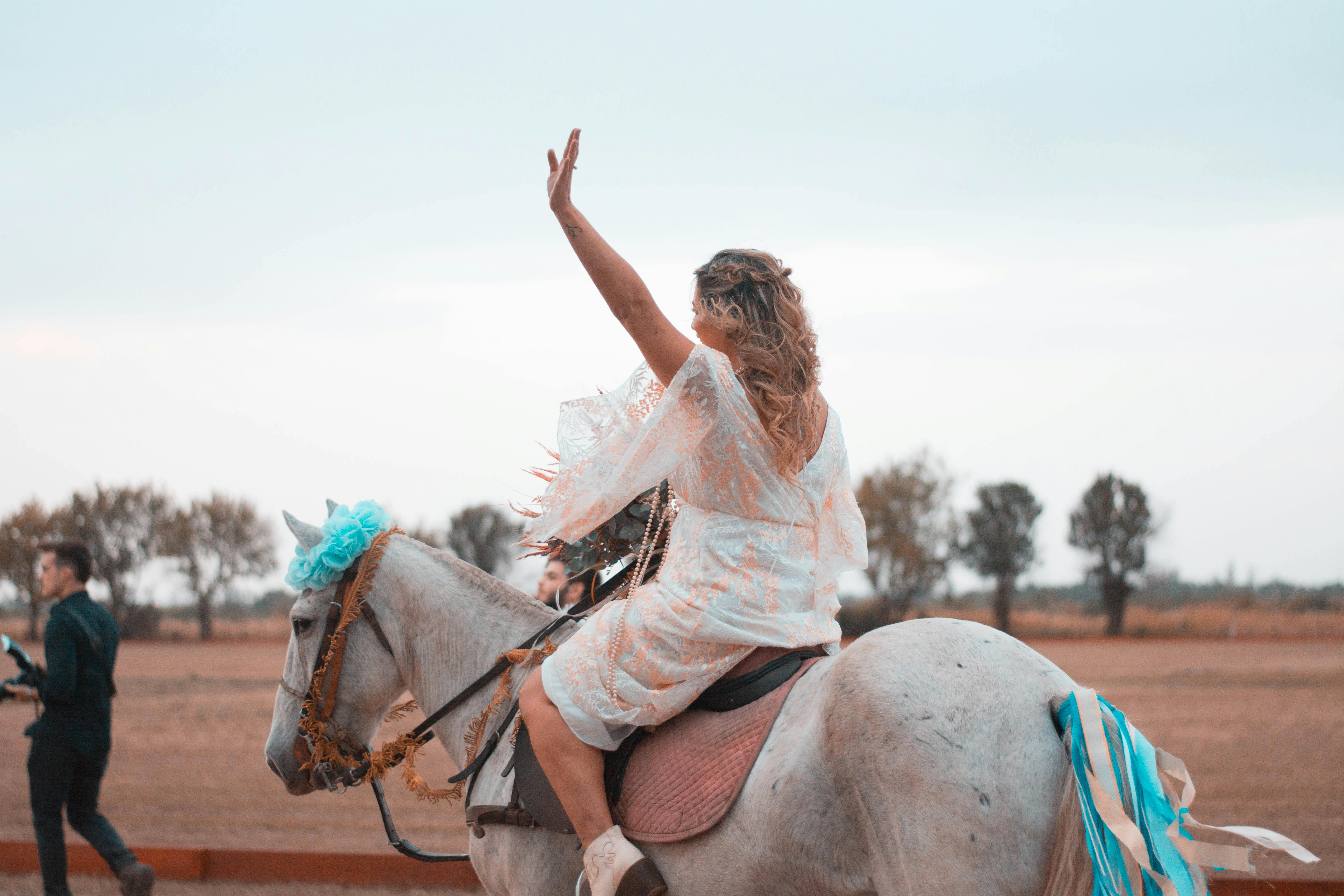 Woman Riding on White Horse · Free Stock Photo