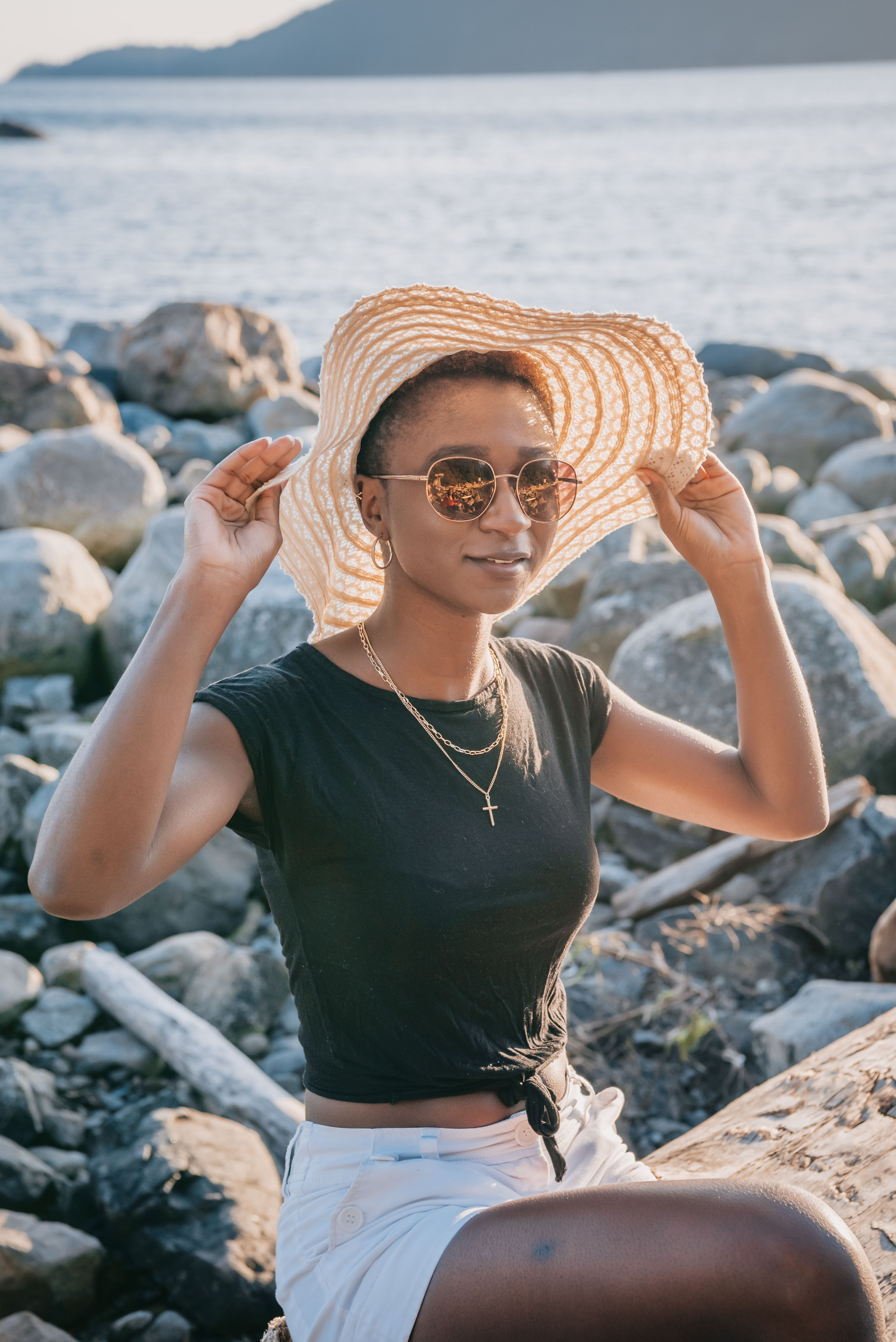 Side Profile of Woman in Swimwear Smiling · Free Stock Photo