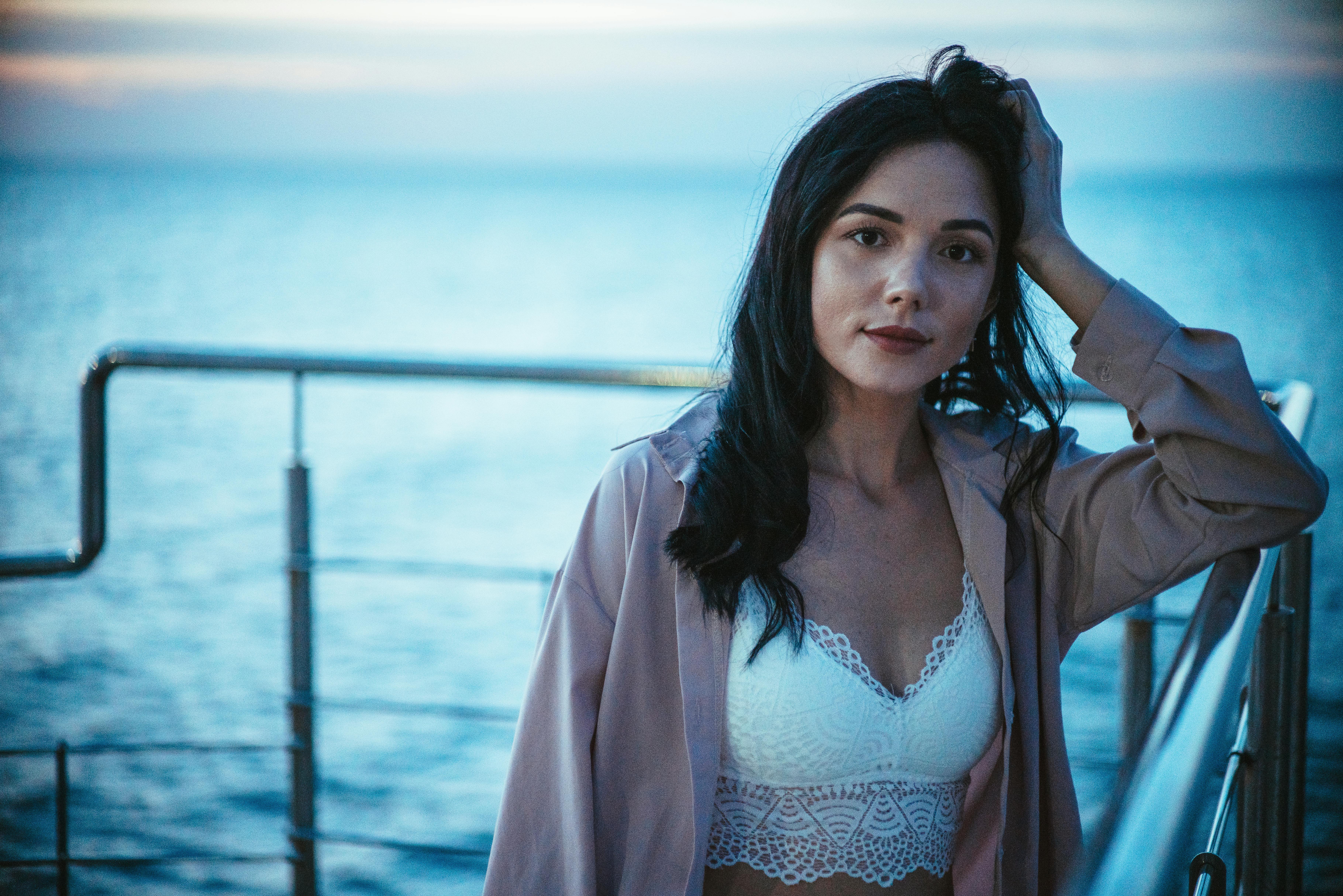 Portrait of a Woman by a Sea · Free Stock Photo