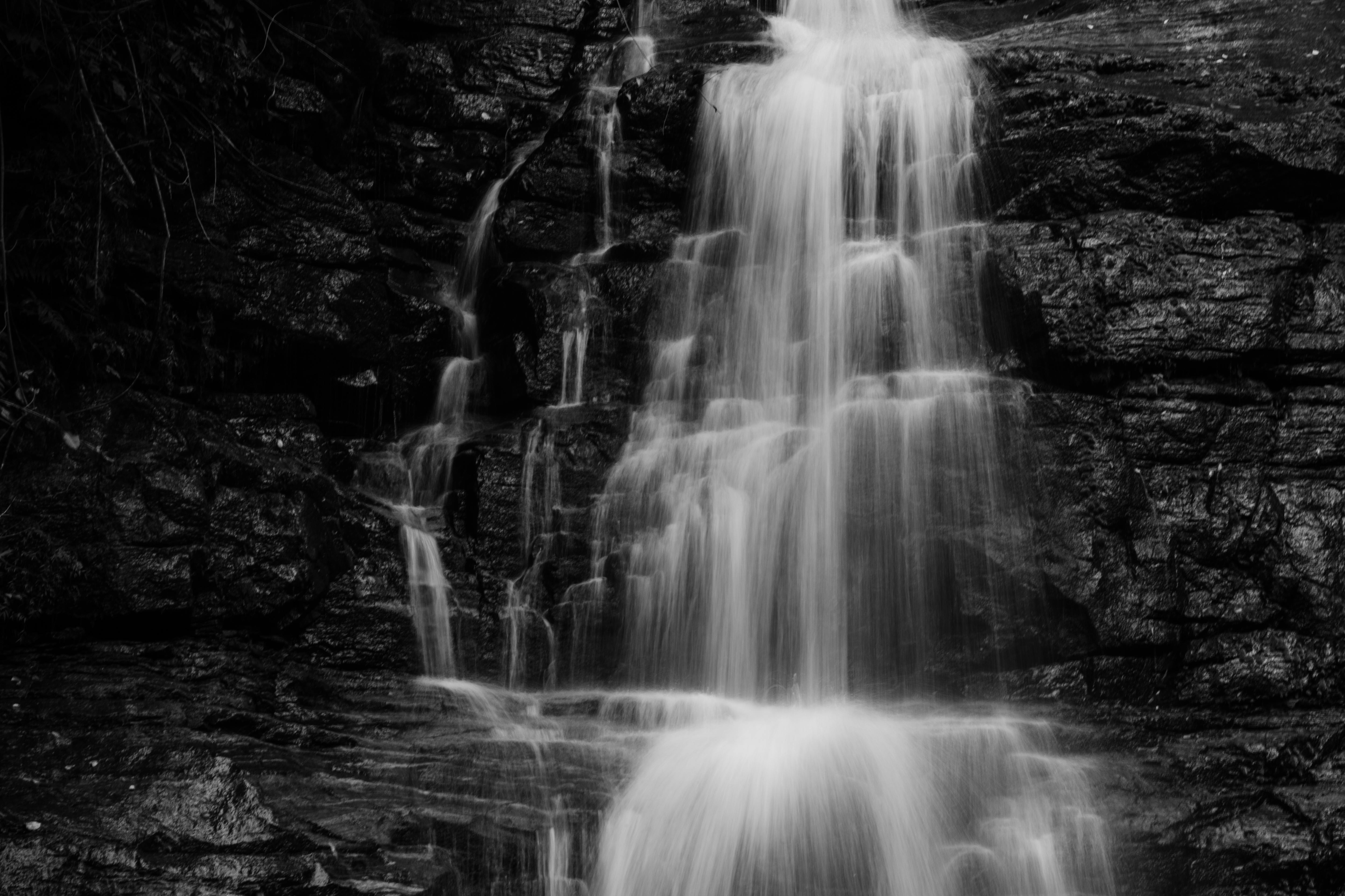 Grayscale Photo of Waterfalls · Free Stock Photo