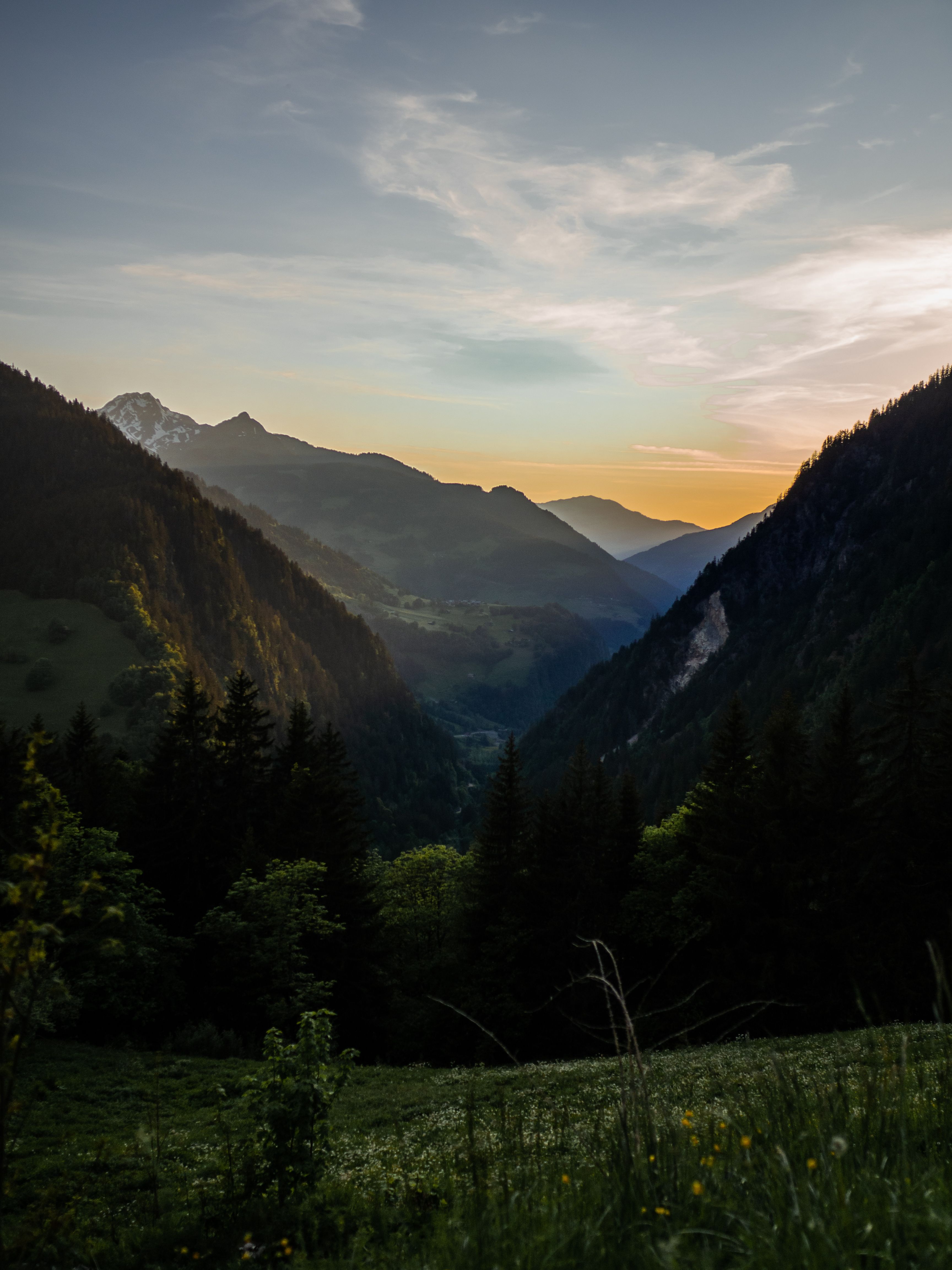 A View of the Mountains During Sunset · Free Stock Photo
