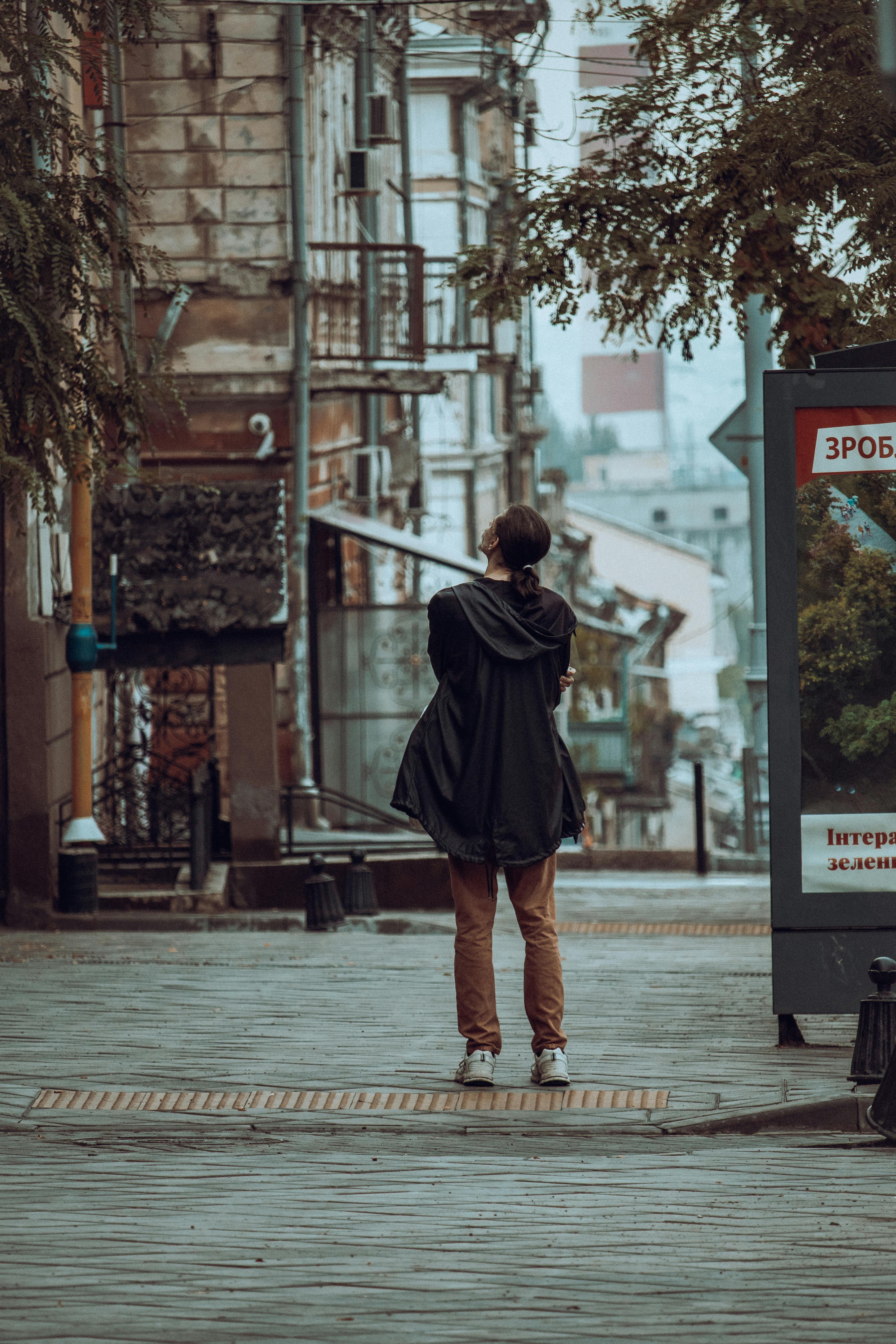Back View of a Person Looking Up · Free Stock Photo