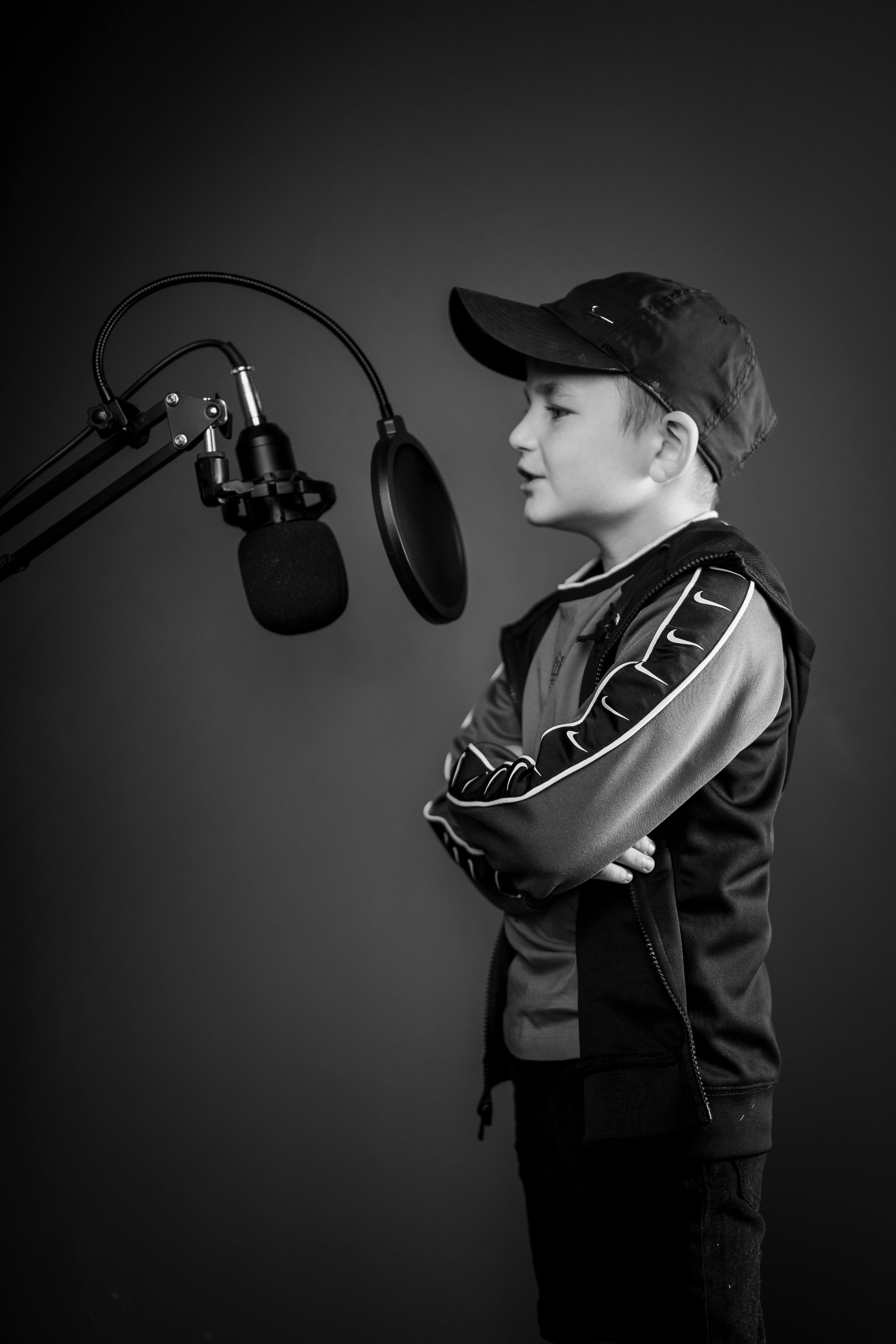 Boy Singing inside a Recording Studio · Free Stock Photo