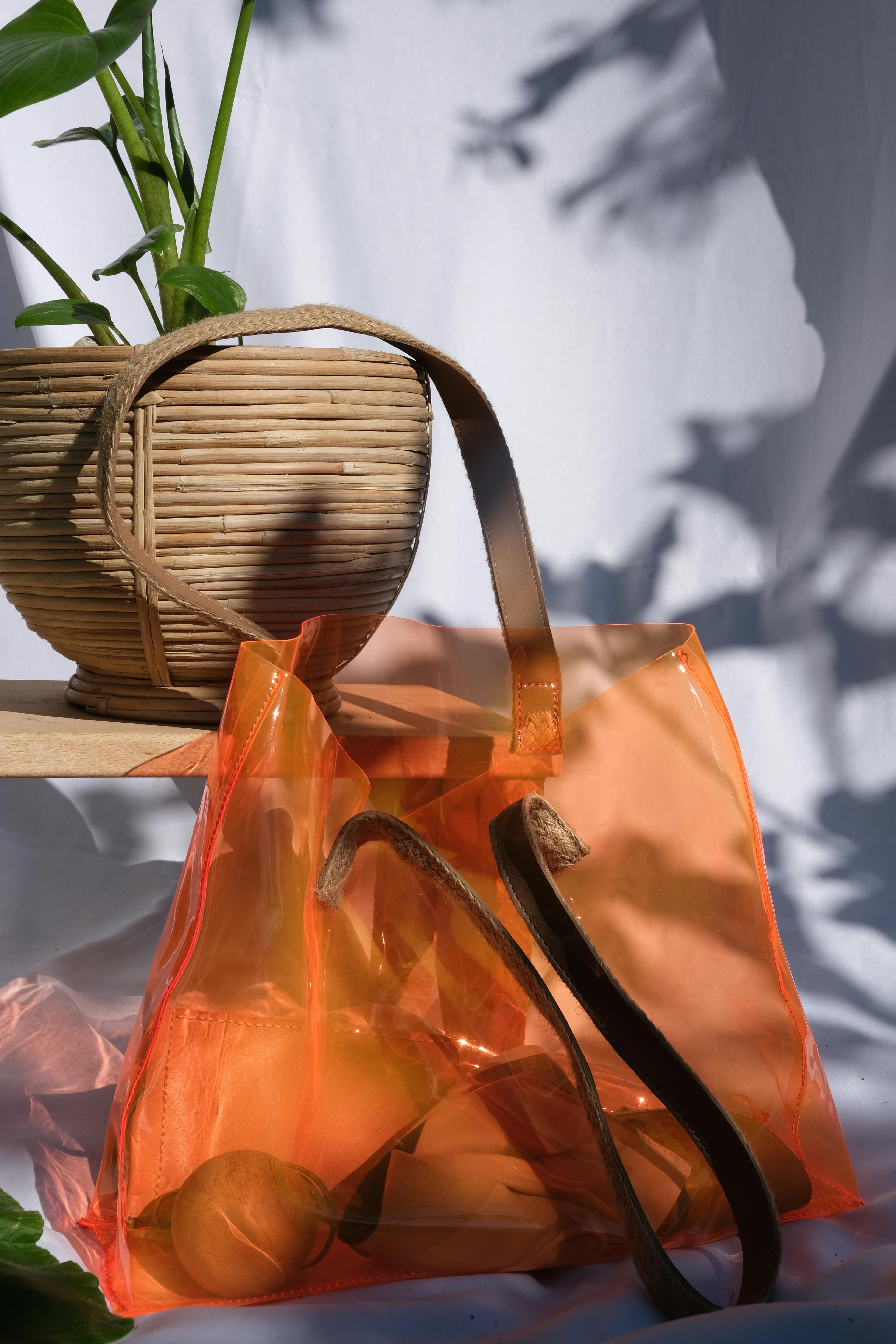 Overhead Shot of Woven Backpacks · Free Stock Photo