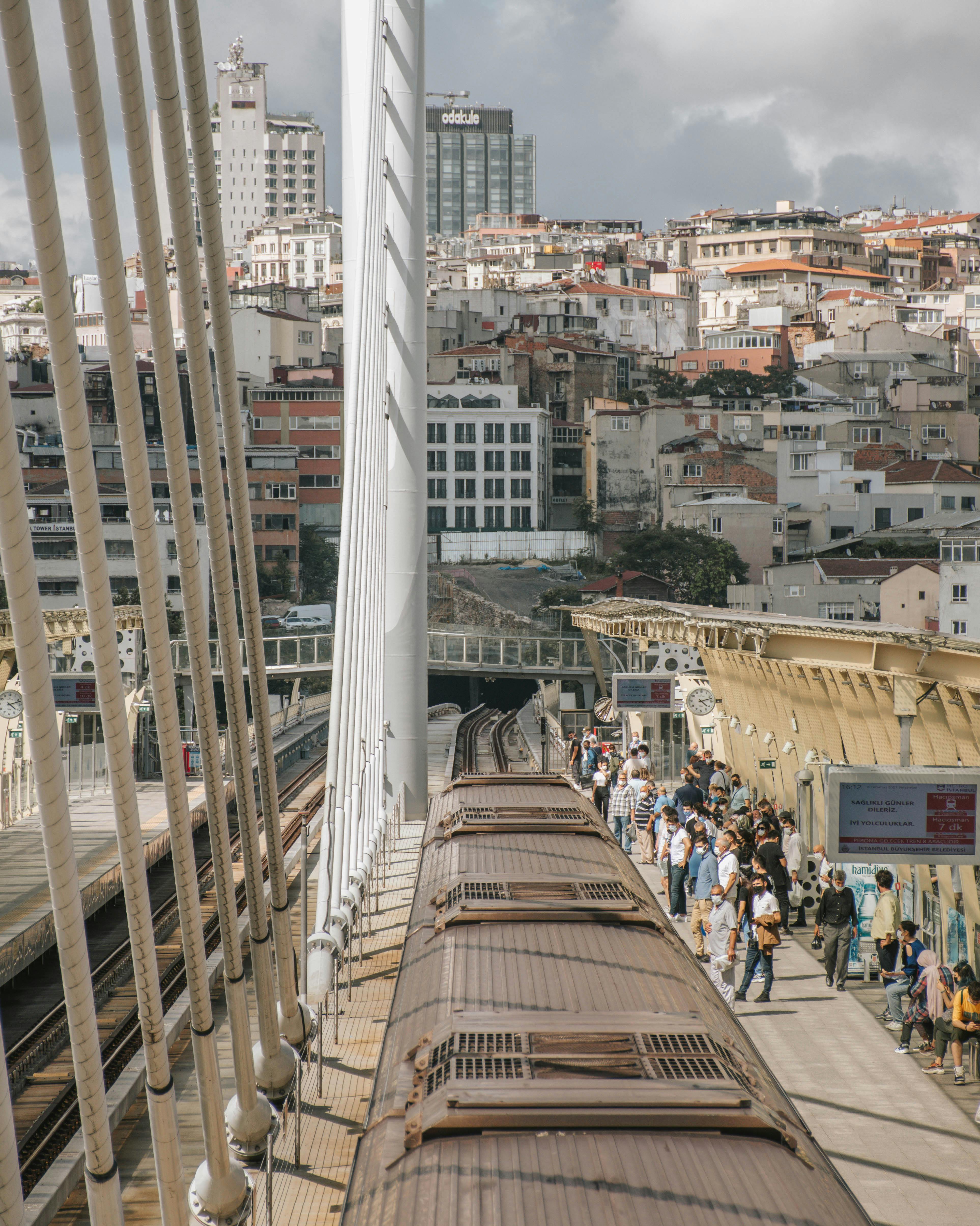 Subway Train Running on Viaduct in City · Free Stock Photo