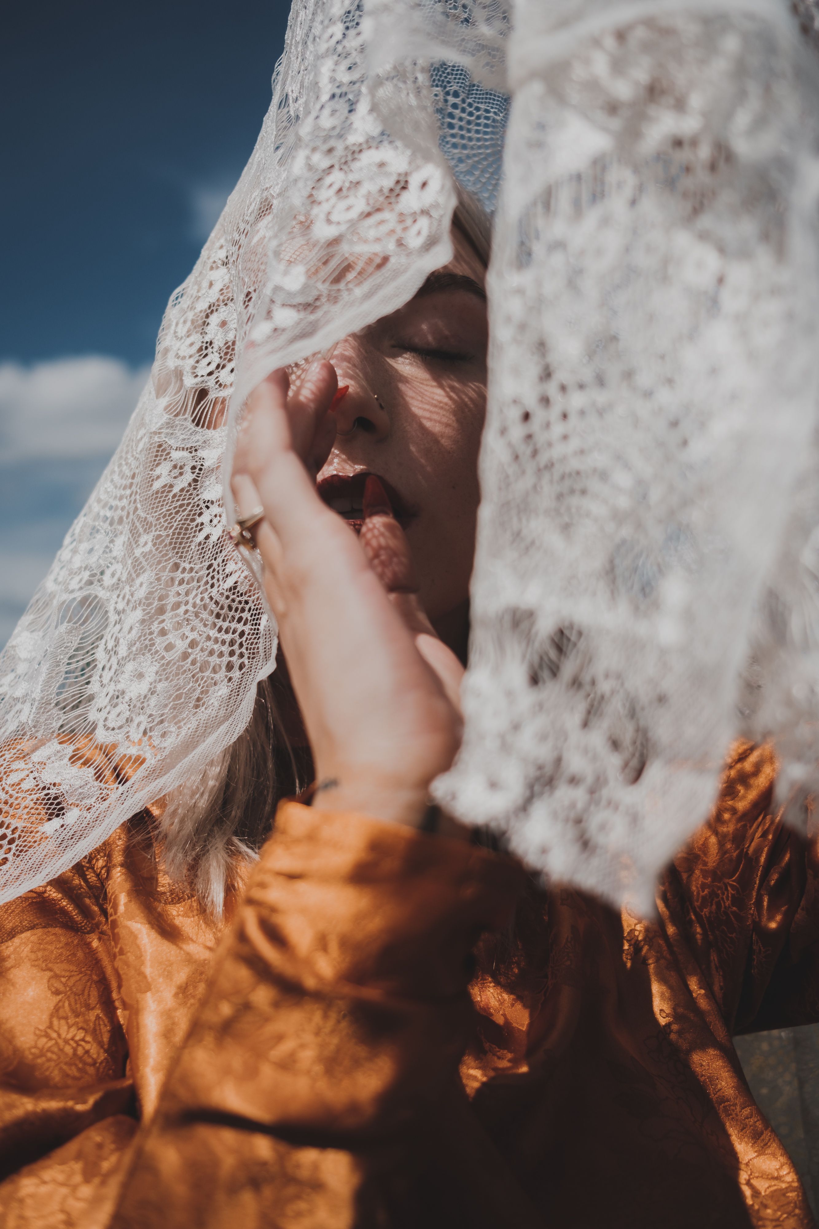 Woman with Veil over Head · Free Stock Photo