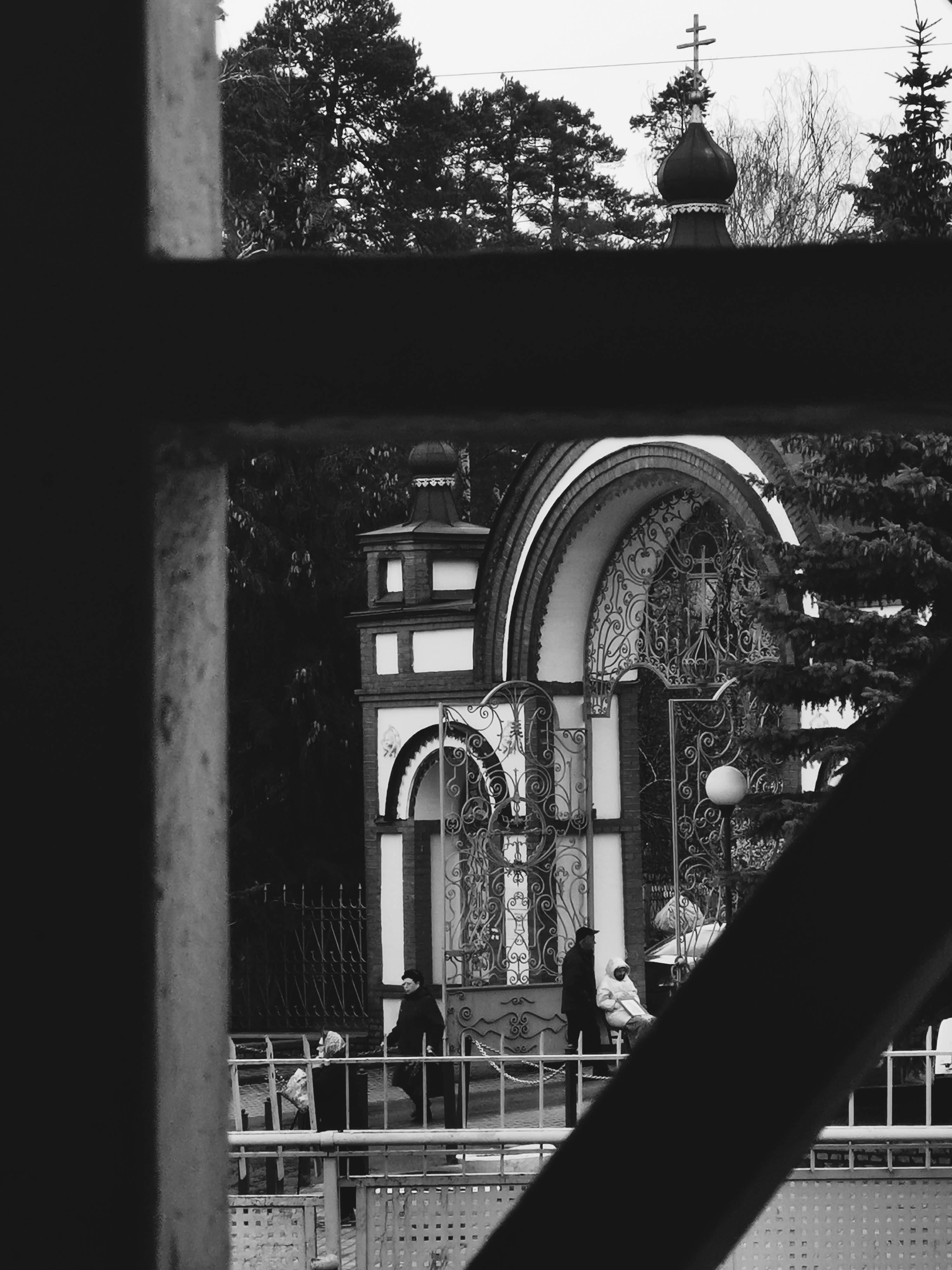 Black and White Photo of a Metal Gate · Free Stock Photo