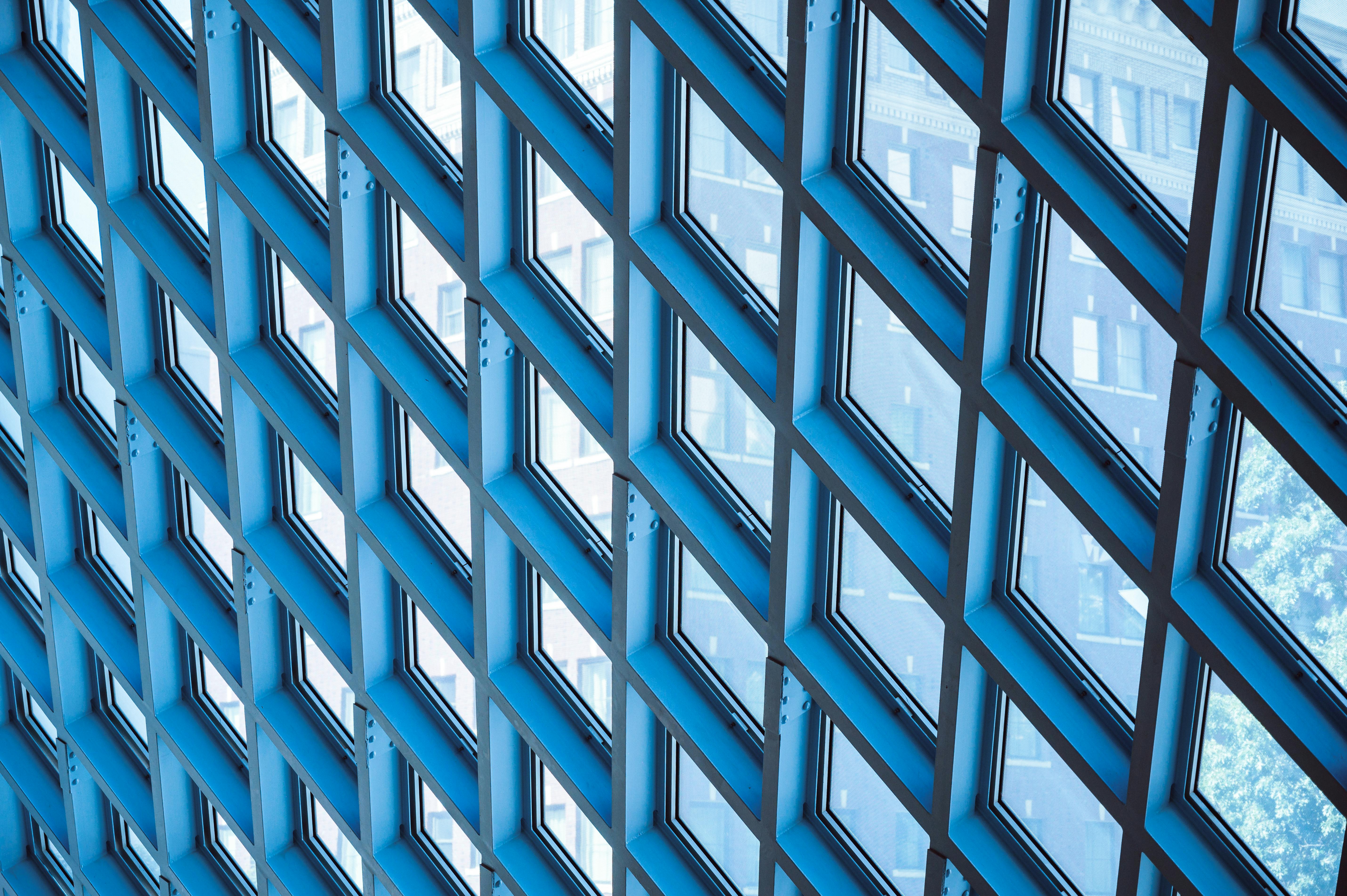 Blue Framed Glass Windows · Free Stock Photo