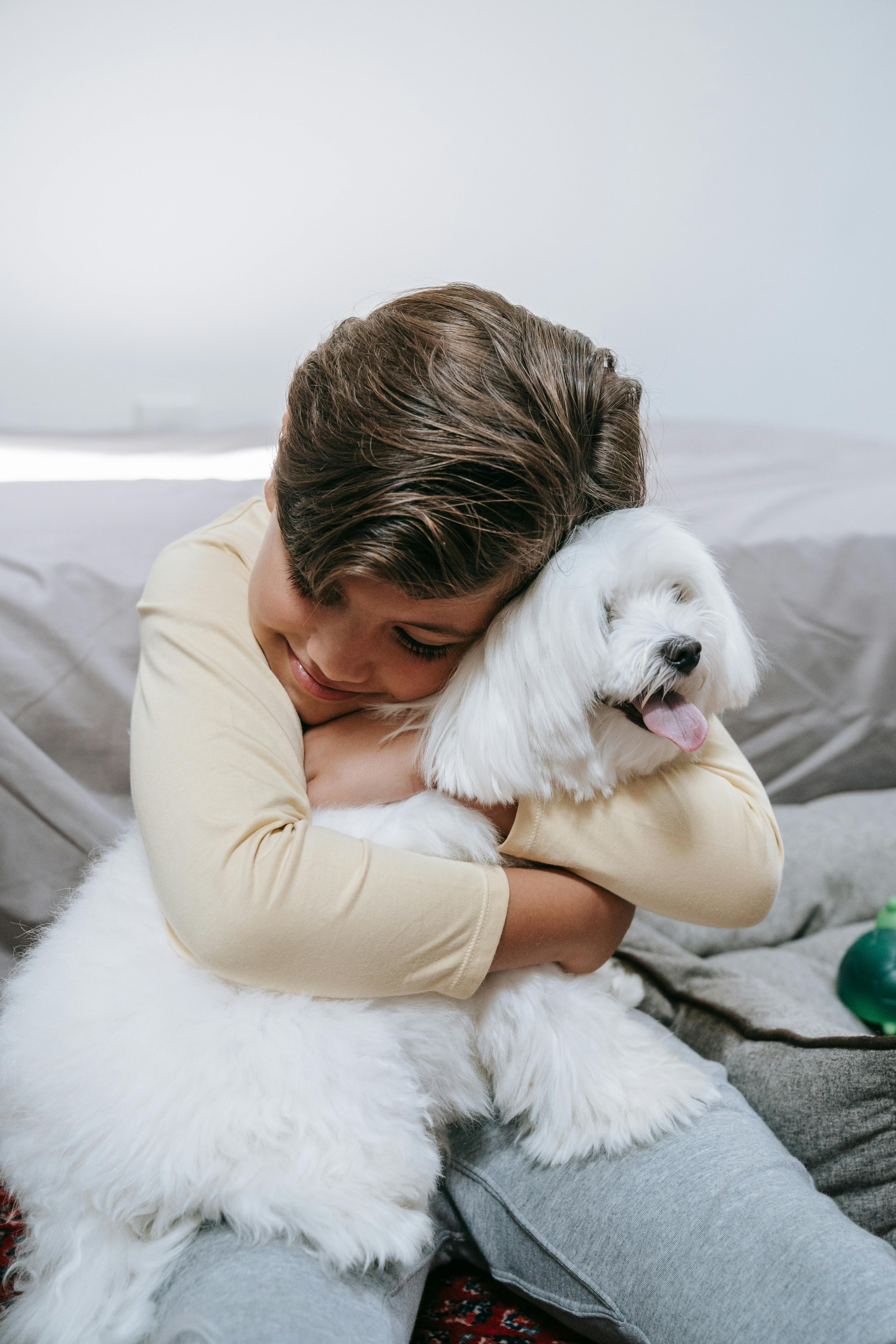A Boy Hugging His Pet Dog · Free Stock Photo