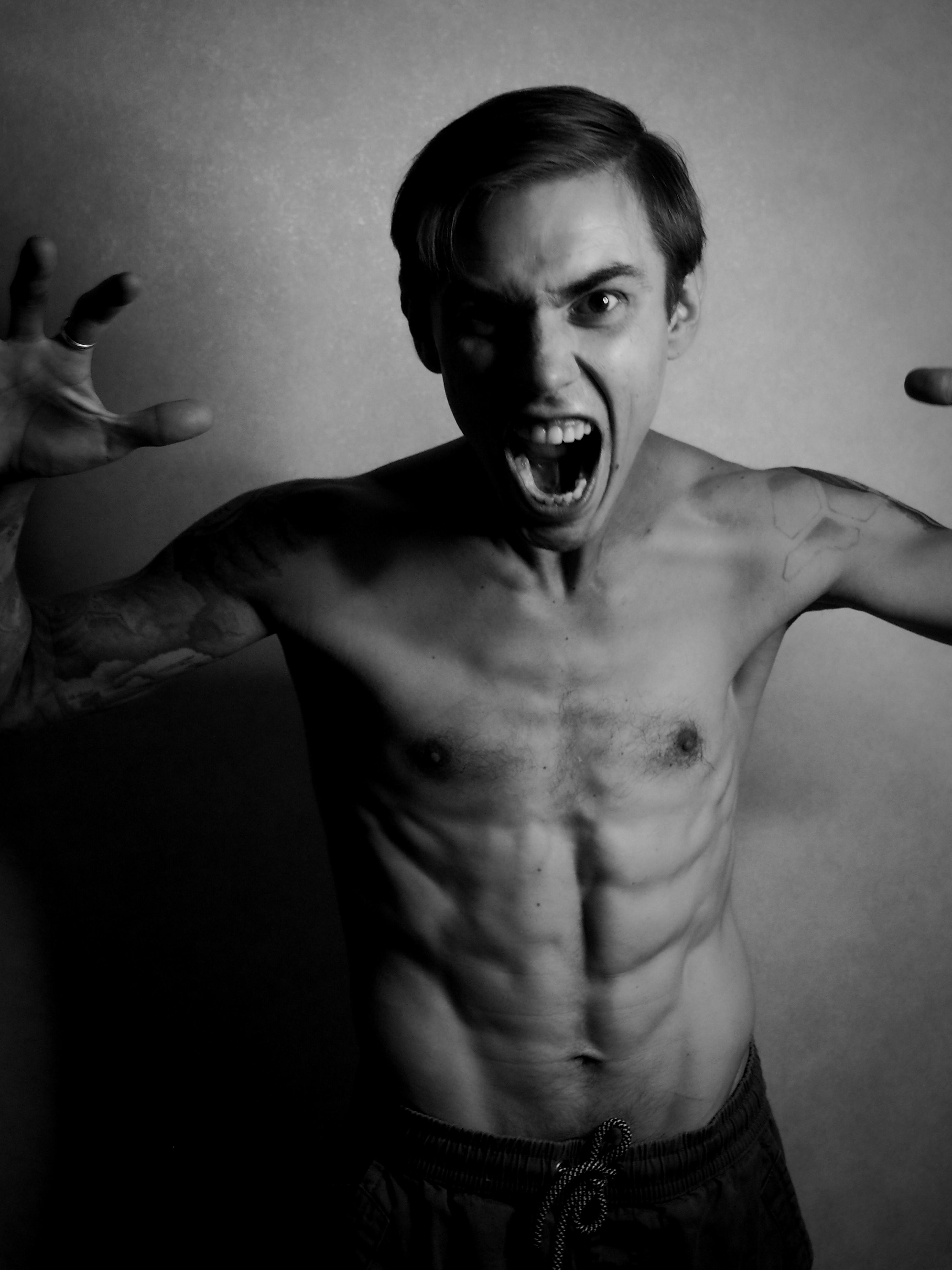 Shirtless Man in Rage · Free Stock Photo