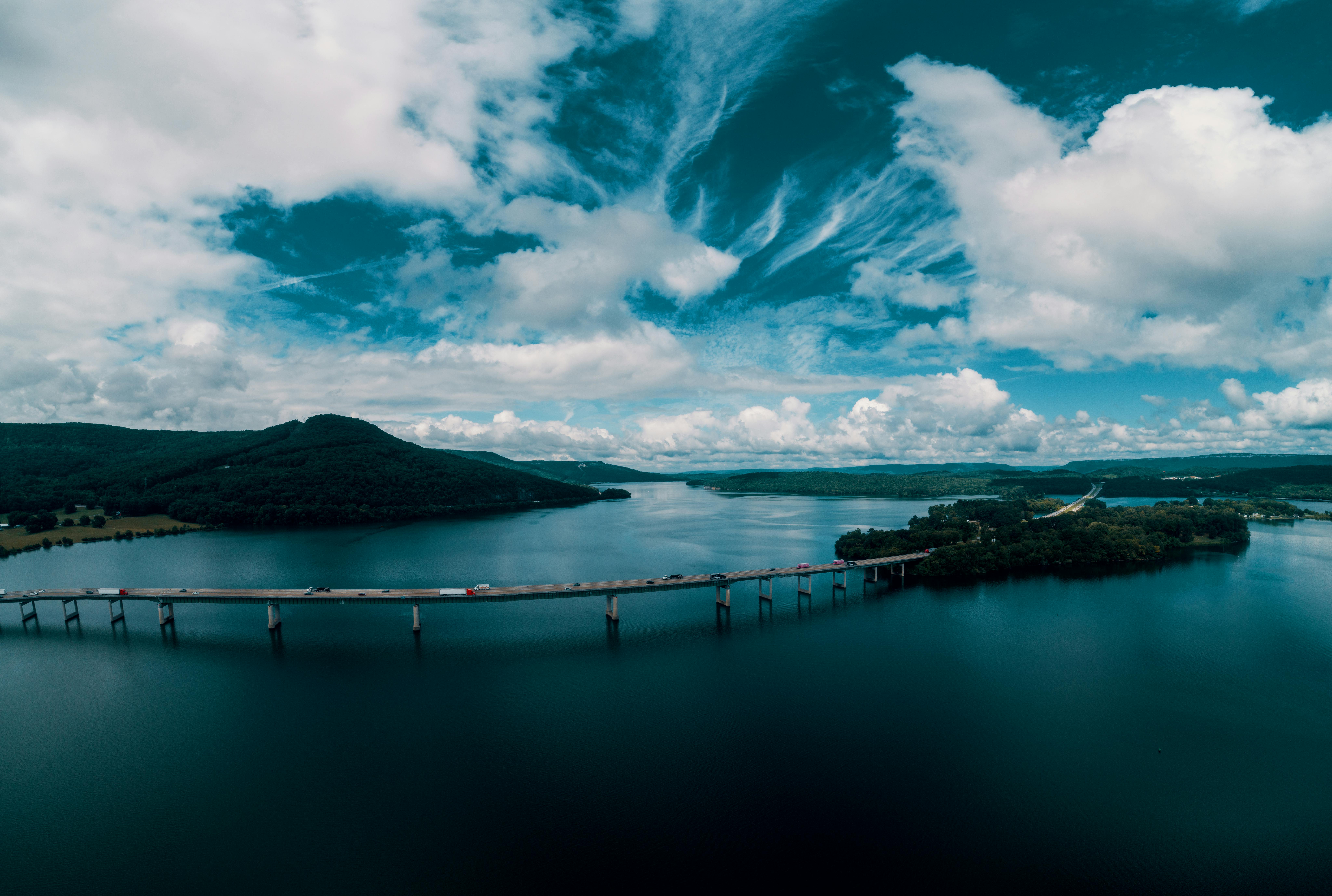 Clouds above a Bridge and a River · Free Stock Photo