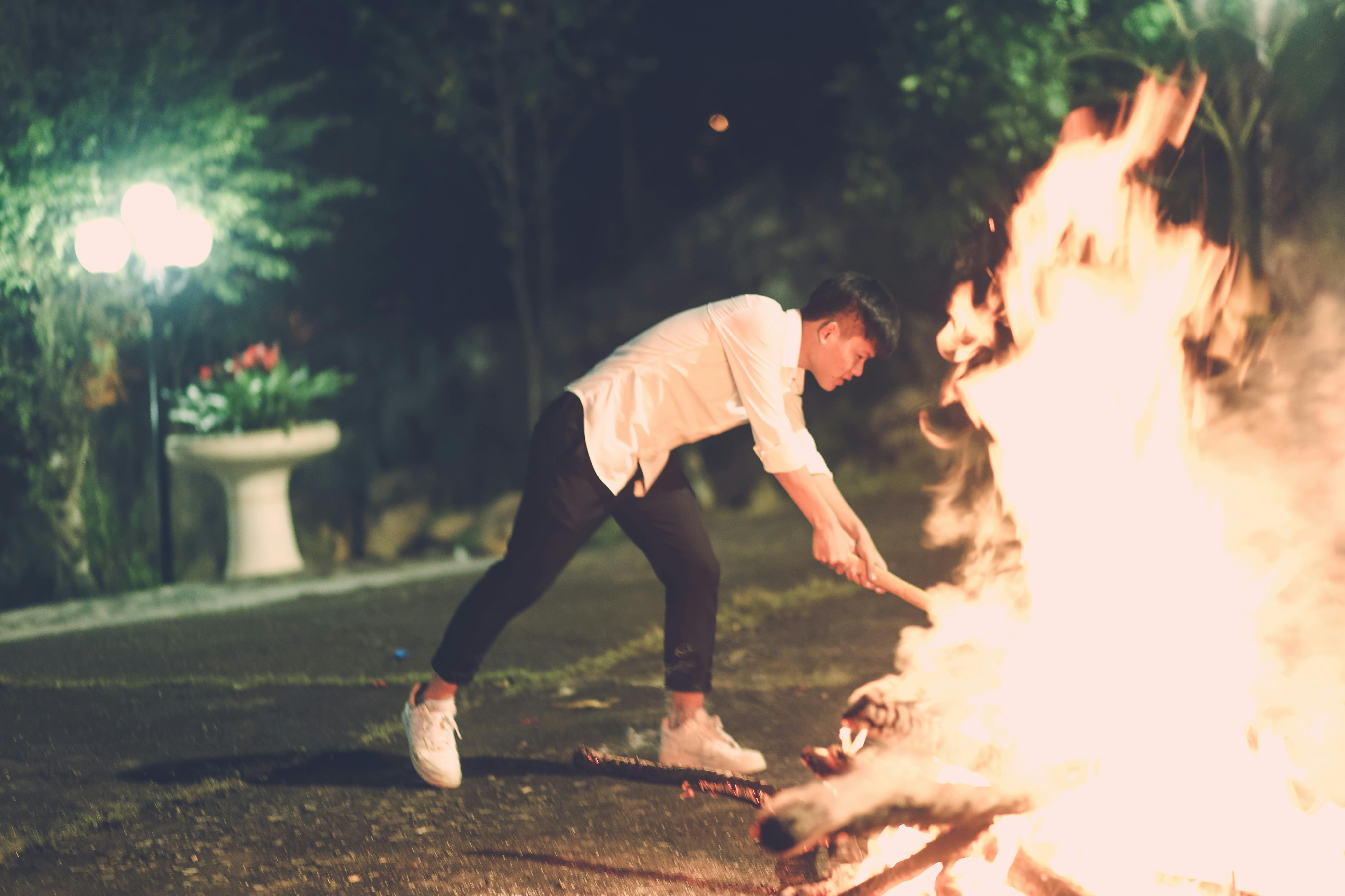 Man Beside Fire · Free Stock Photo
