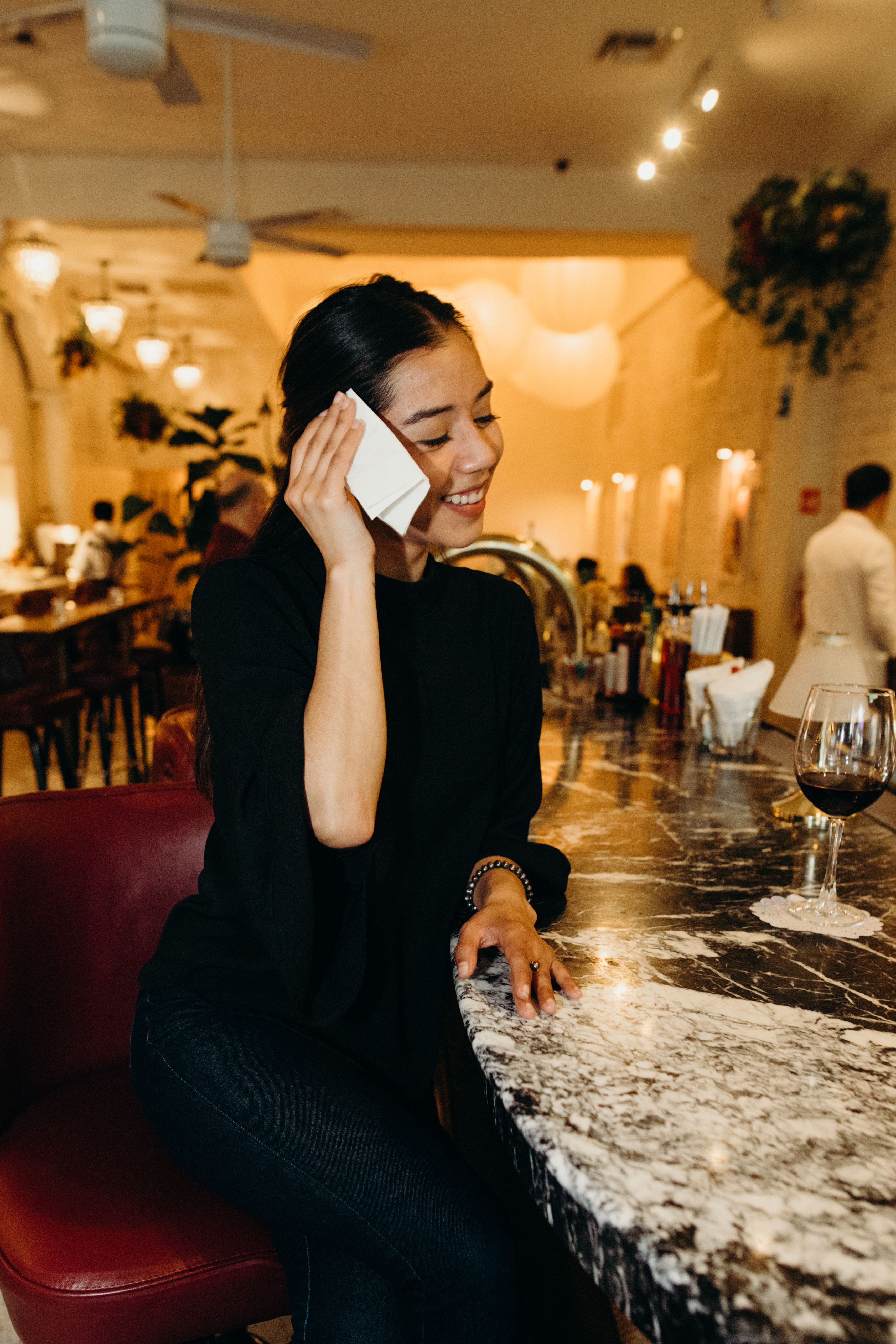 A Woman Using a Napkin · Free Stock Photo