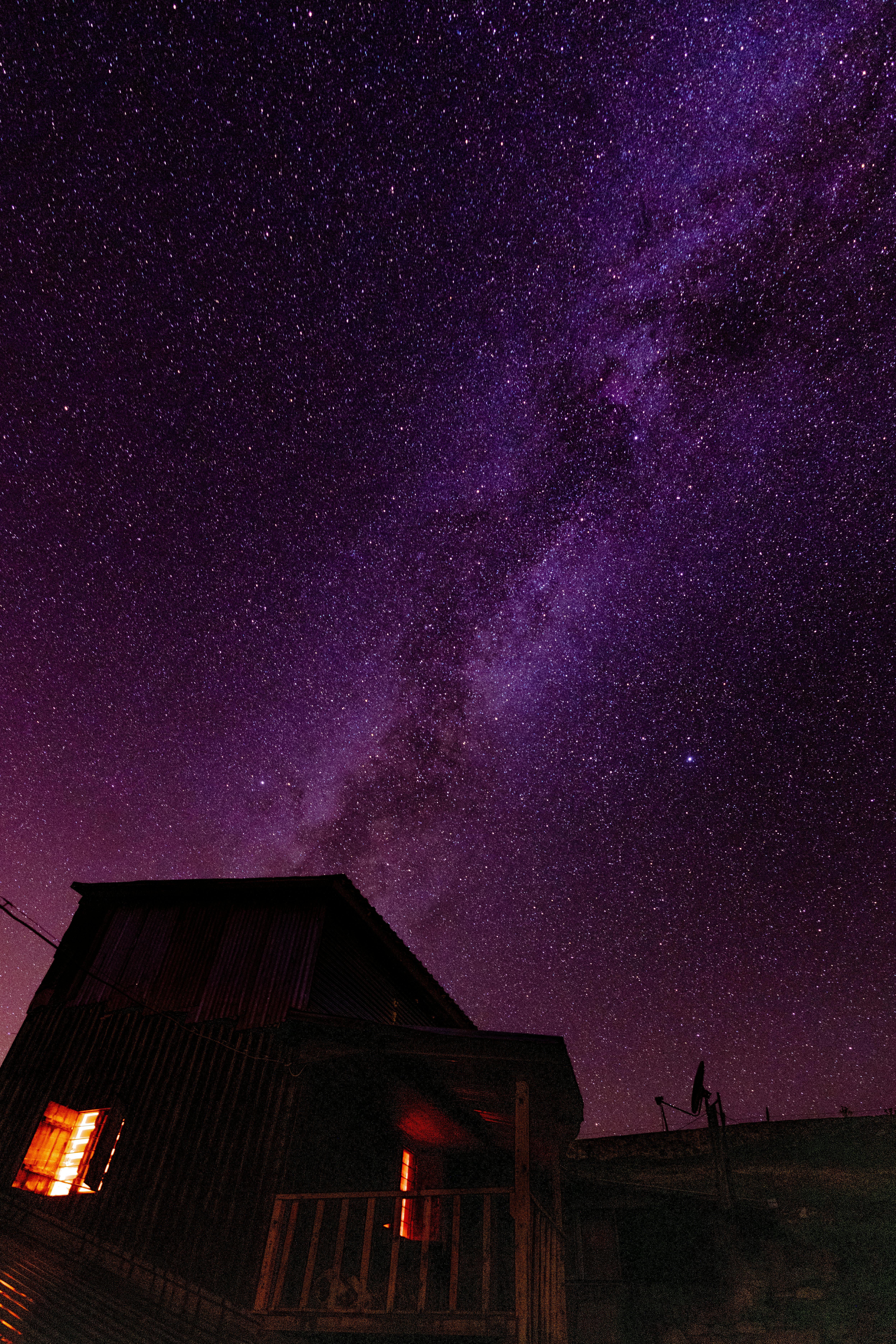 Starry Night Sky above House in Nature · Free Stock Photo