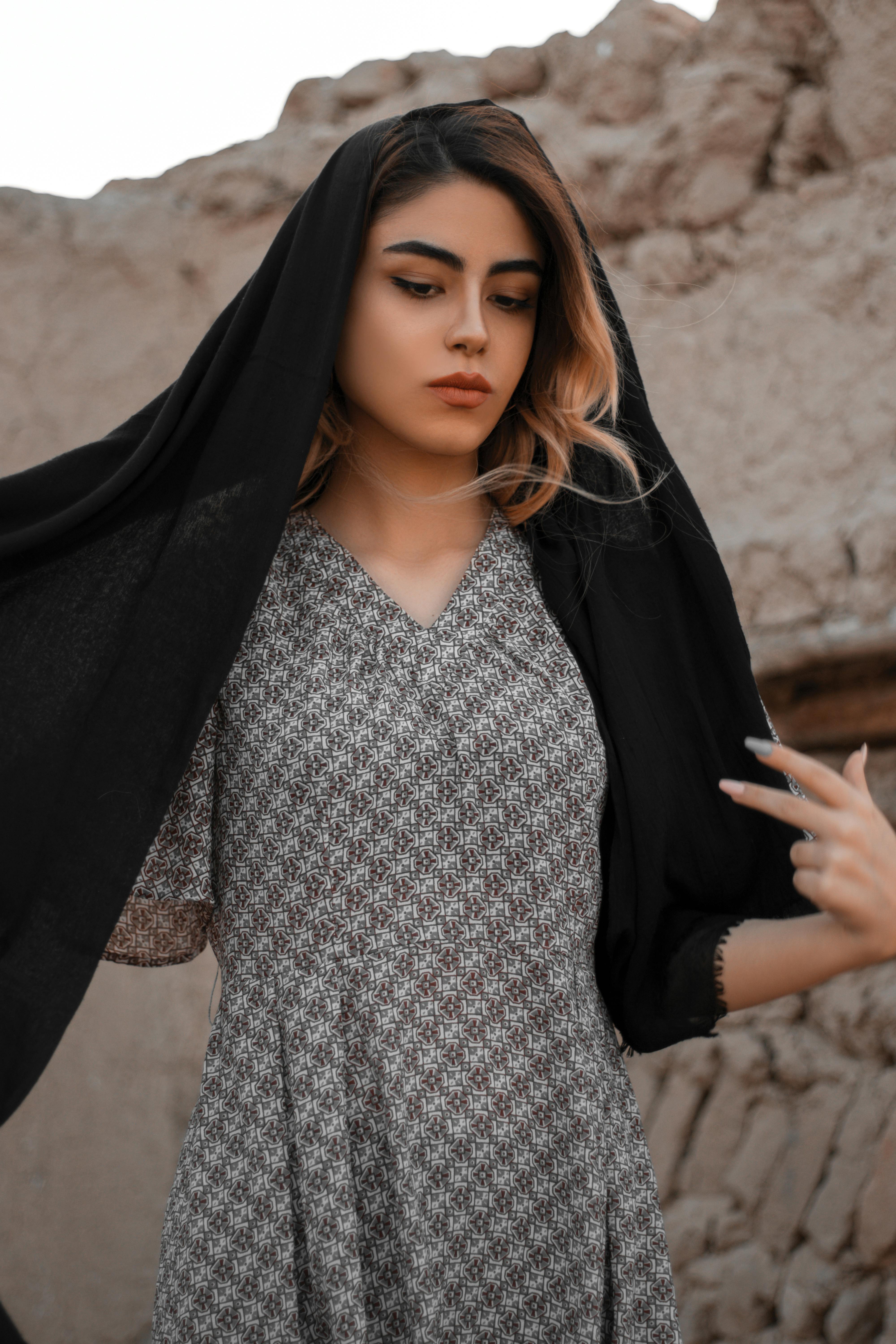 Woman with Black Cloth on Her Head · Free Stock Photo