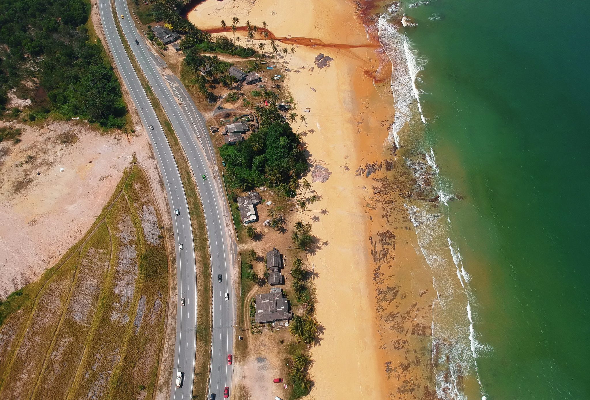 Aerial View of Road Beside the Seashore · Free Stock Photo