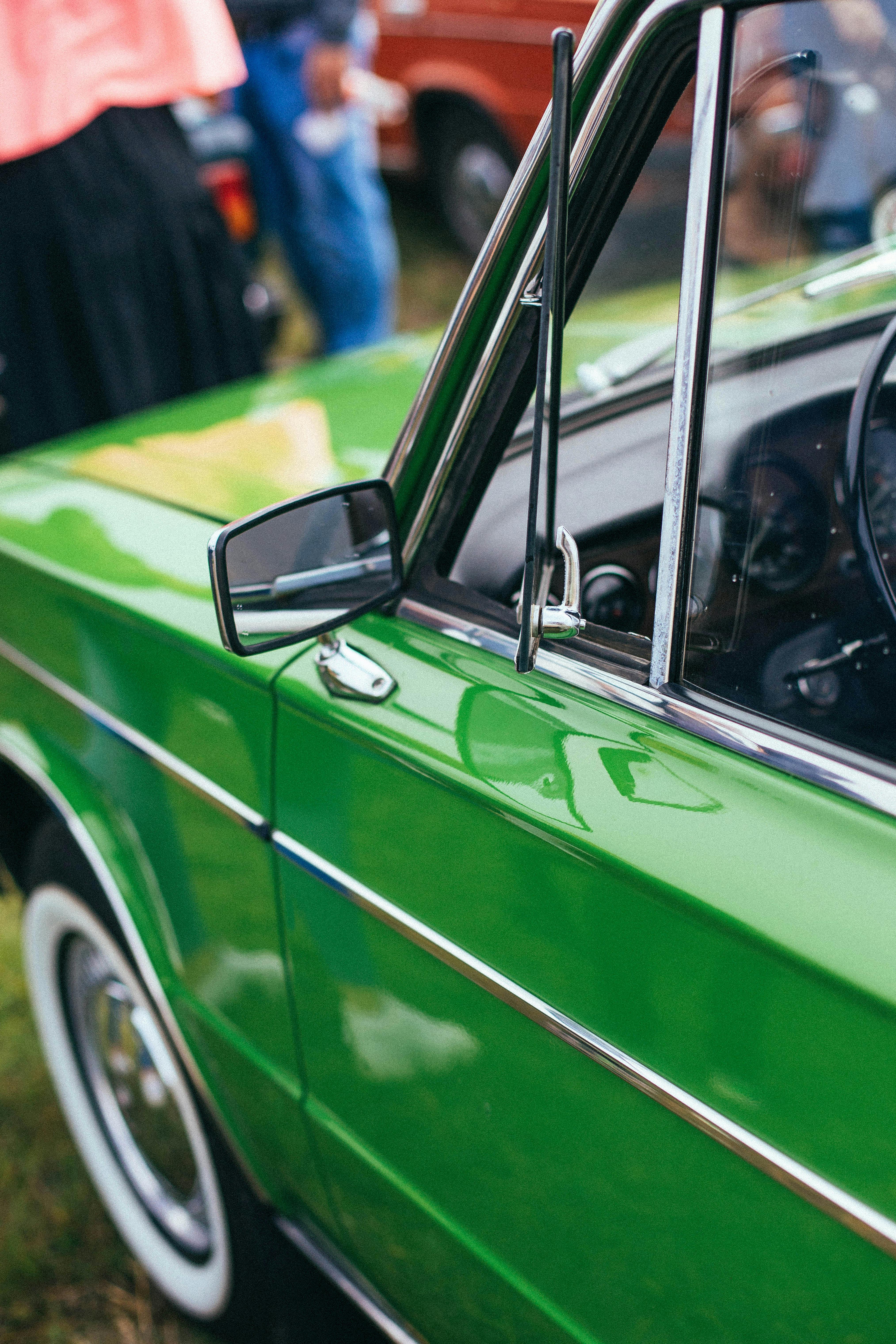 Side Mirror of a Green Classic Car · Free Stock Photo