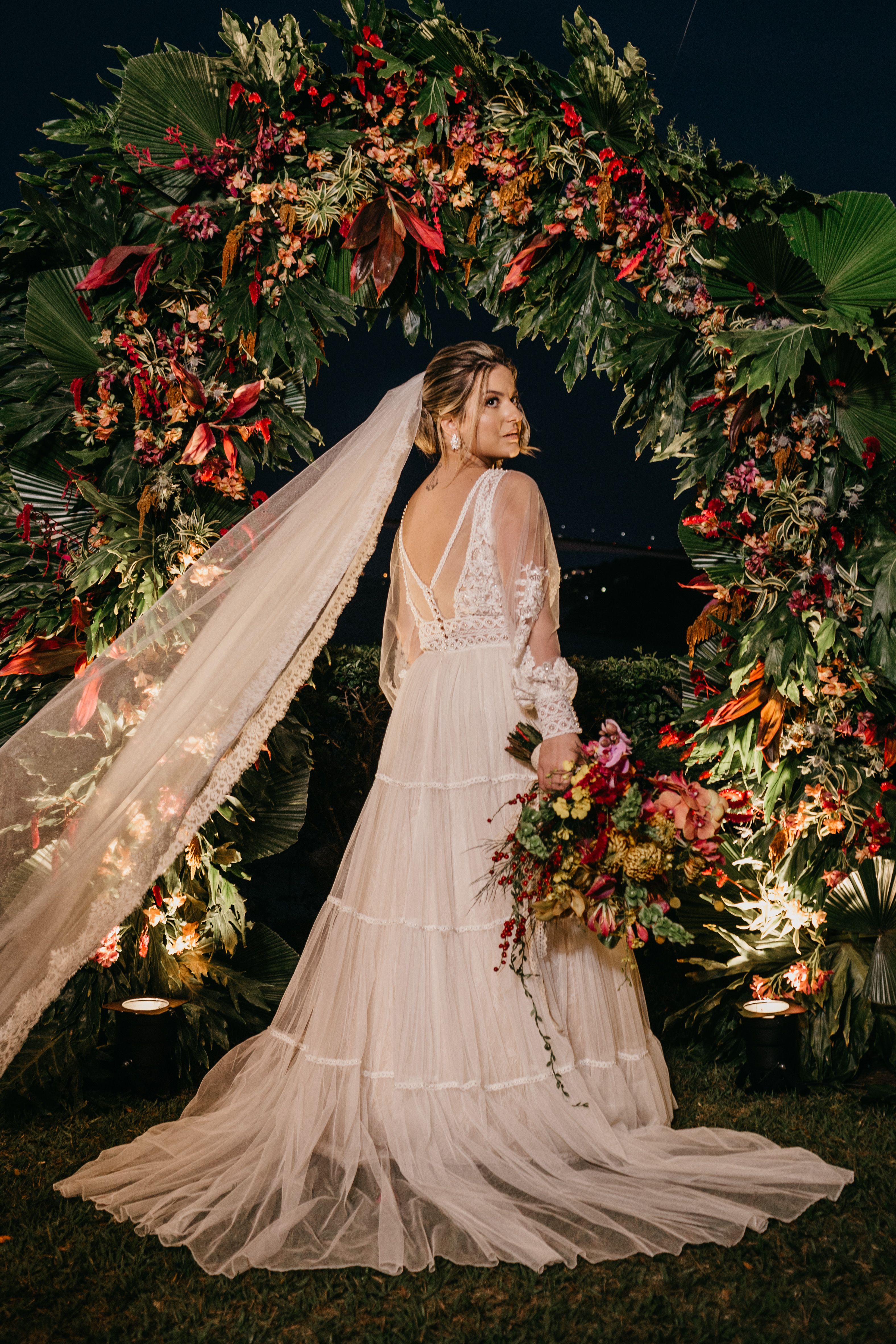 Bride Posing on the Background of a Nature Inspired Wedding Venue ...
