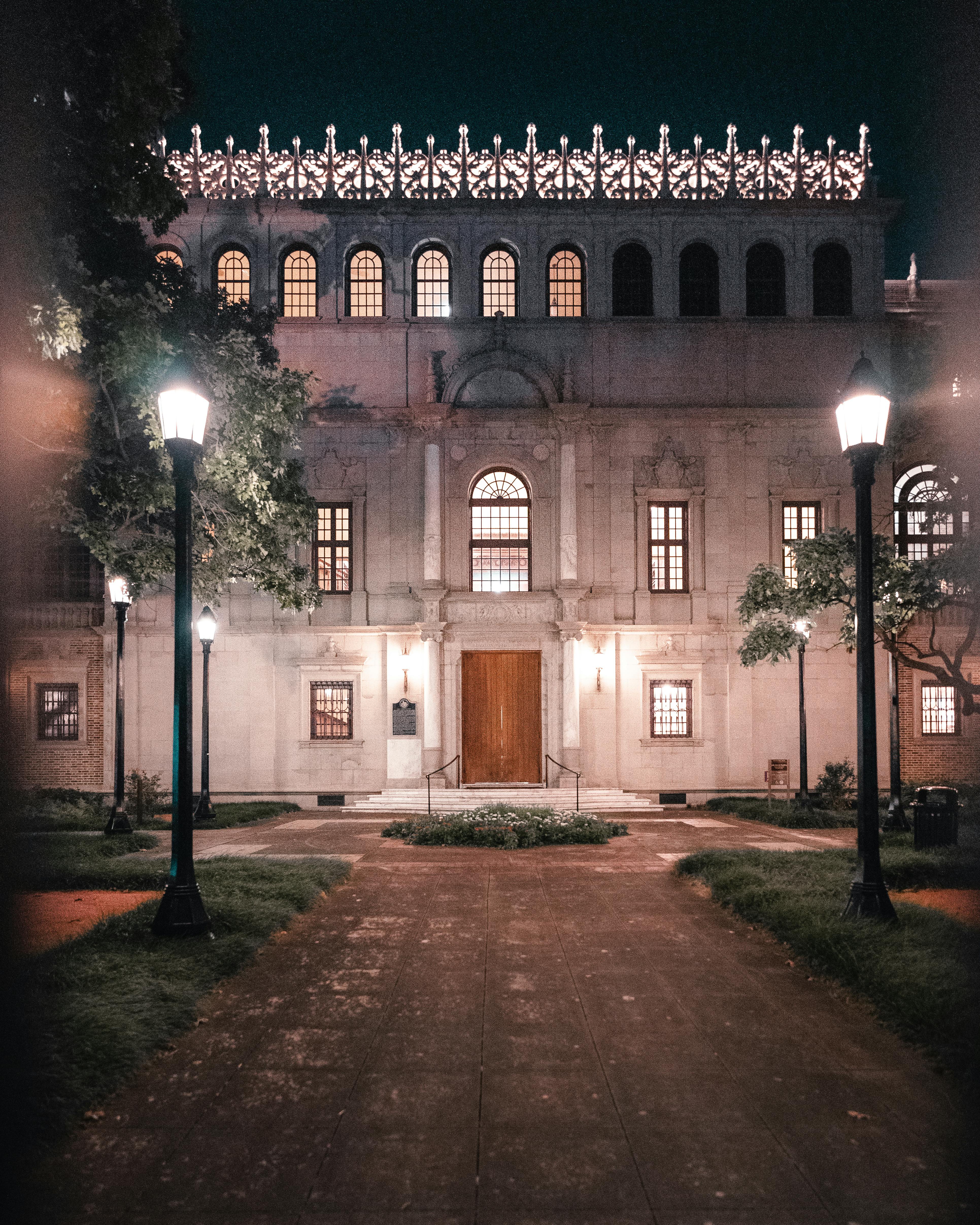 Lighted Concrete Arch at Night · Free Stock Photo