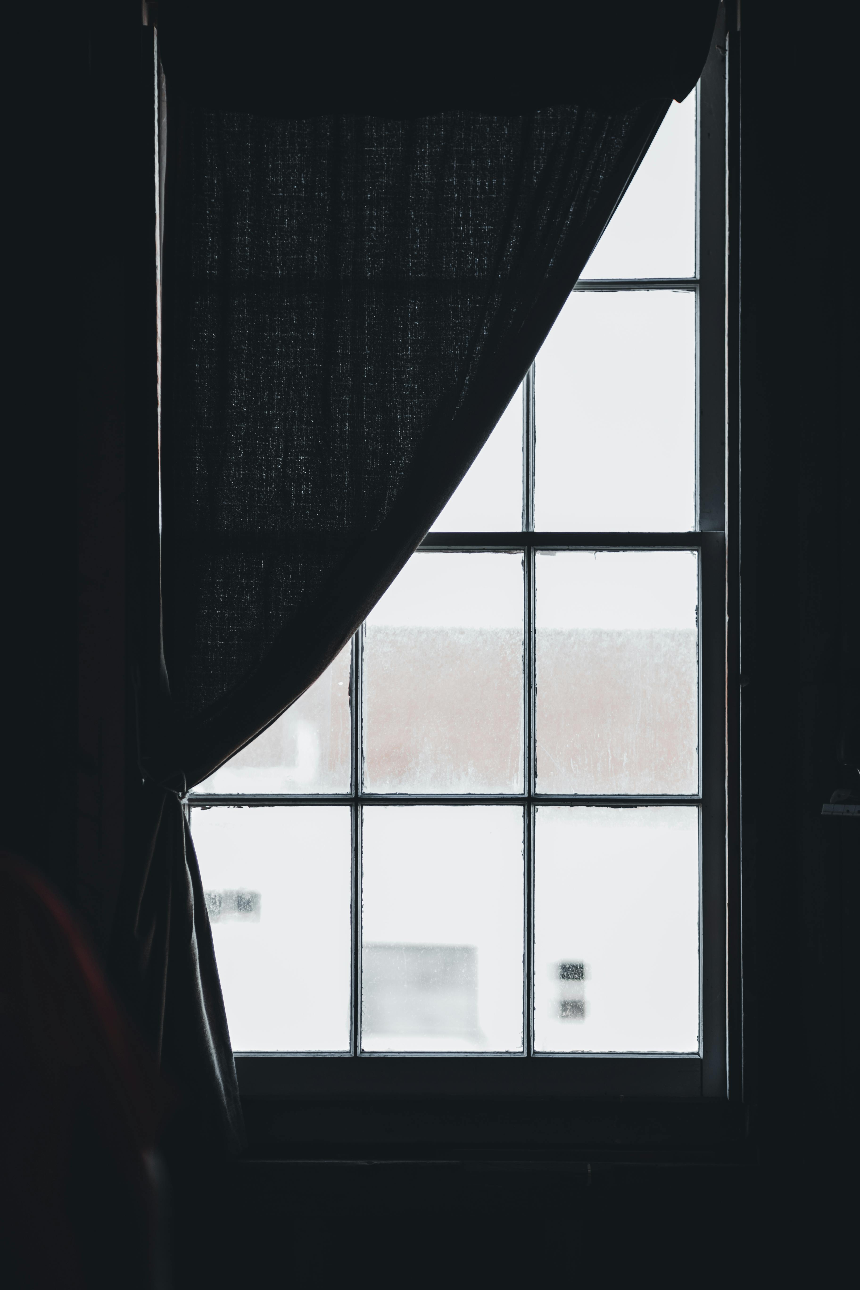 Blue Curtain on Glass Window · Free Stock Photo