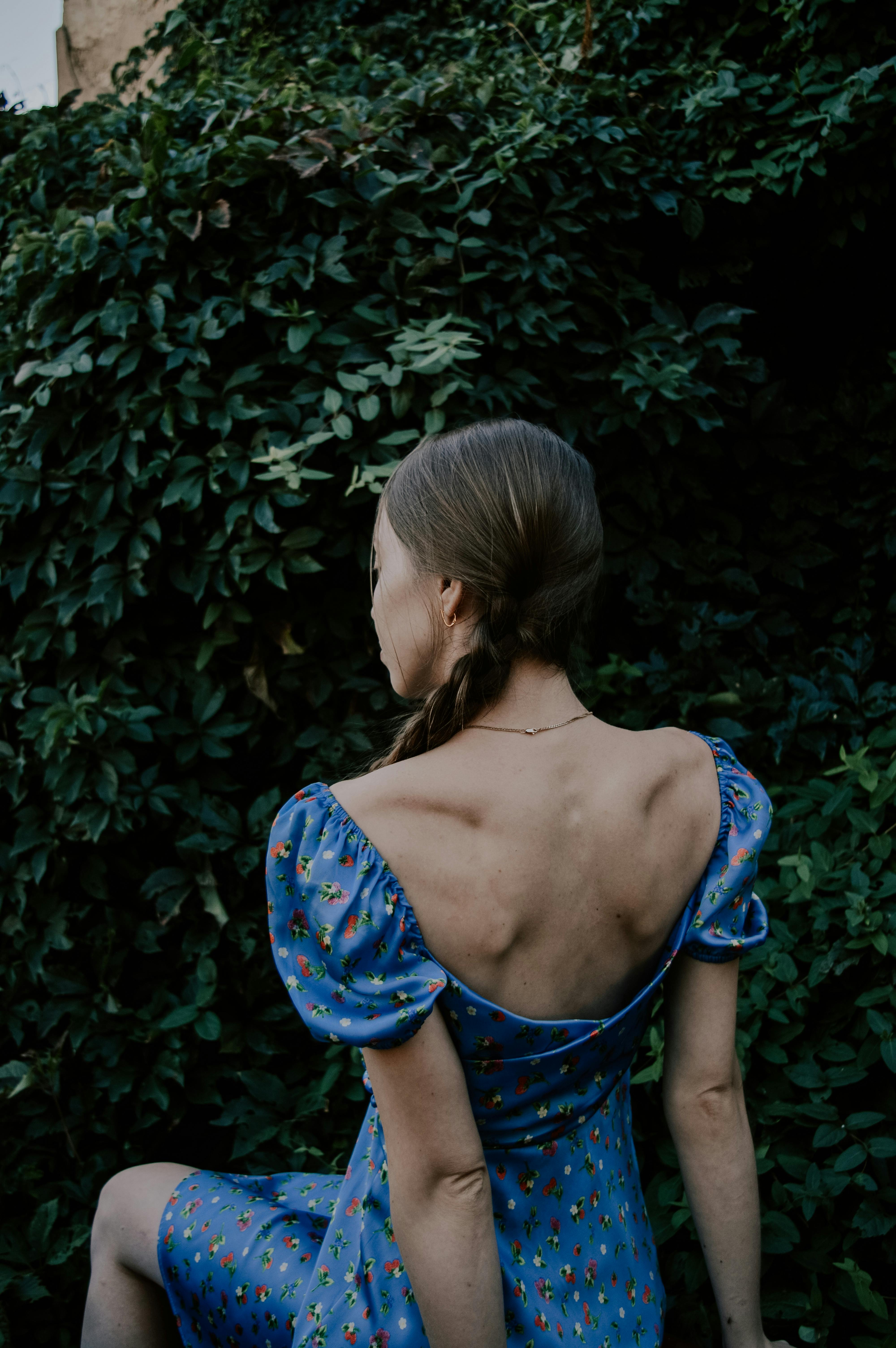 Woman in Blue Floral Dress · Free Stock Photo