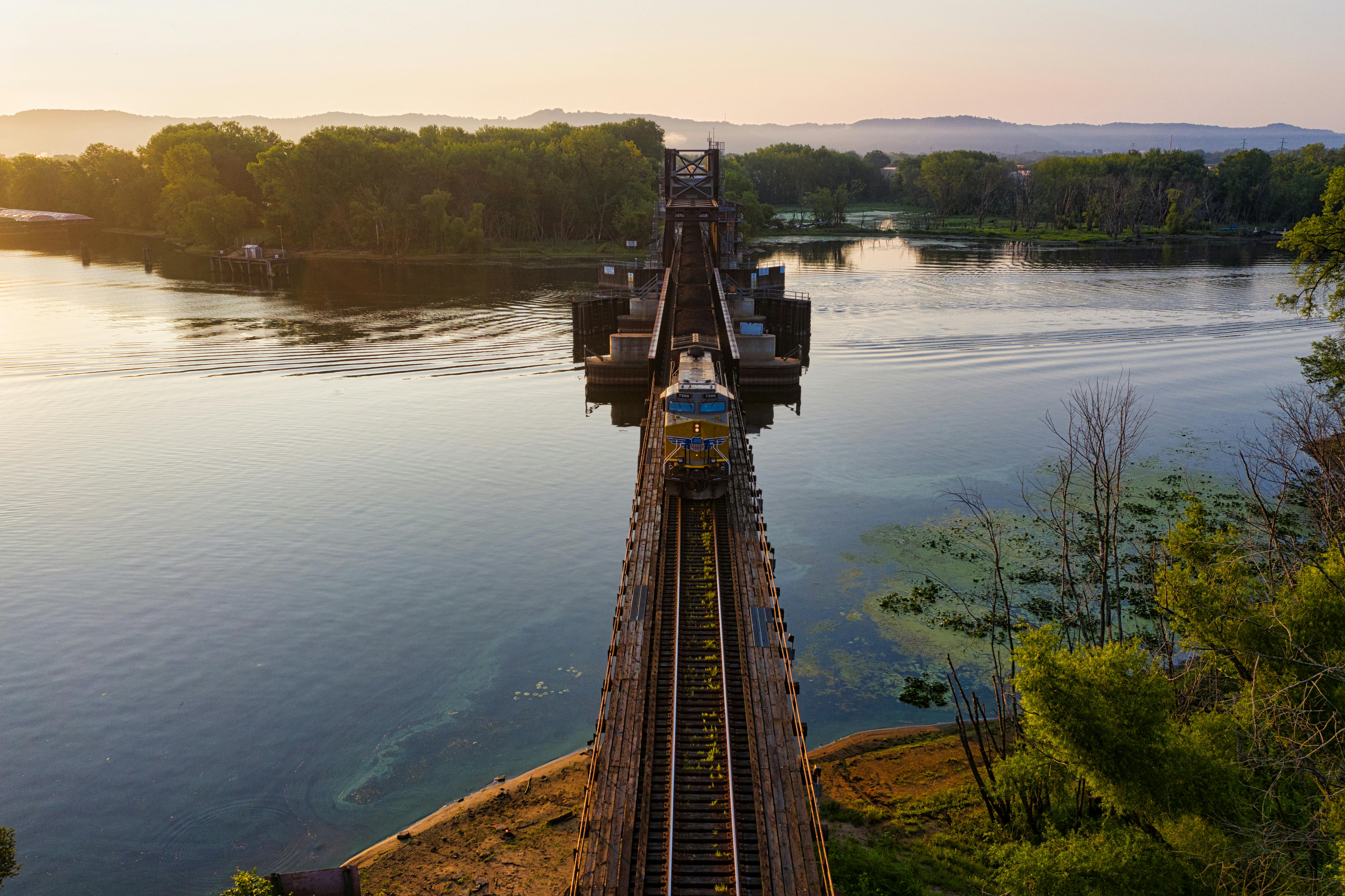 Railroad Bridge over River · Free Stock Photo