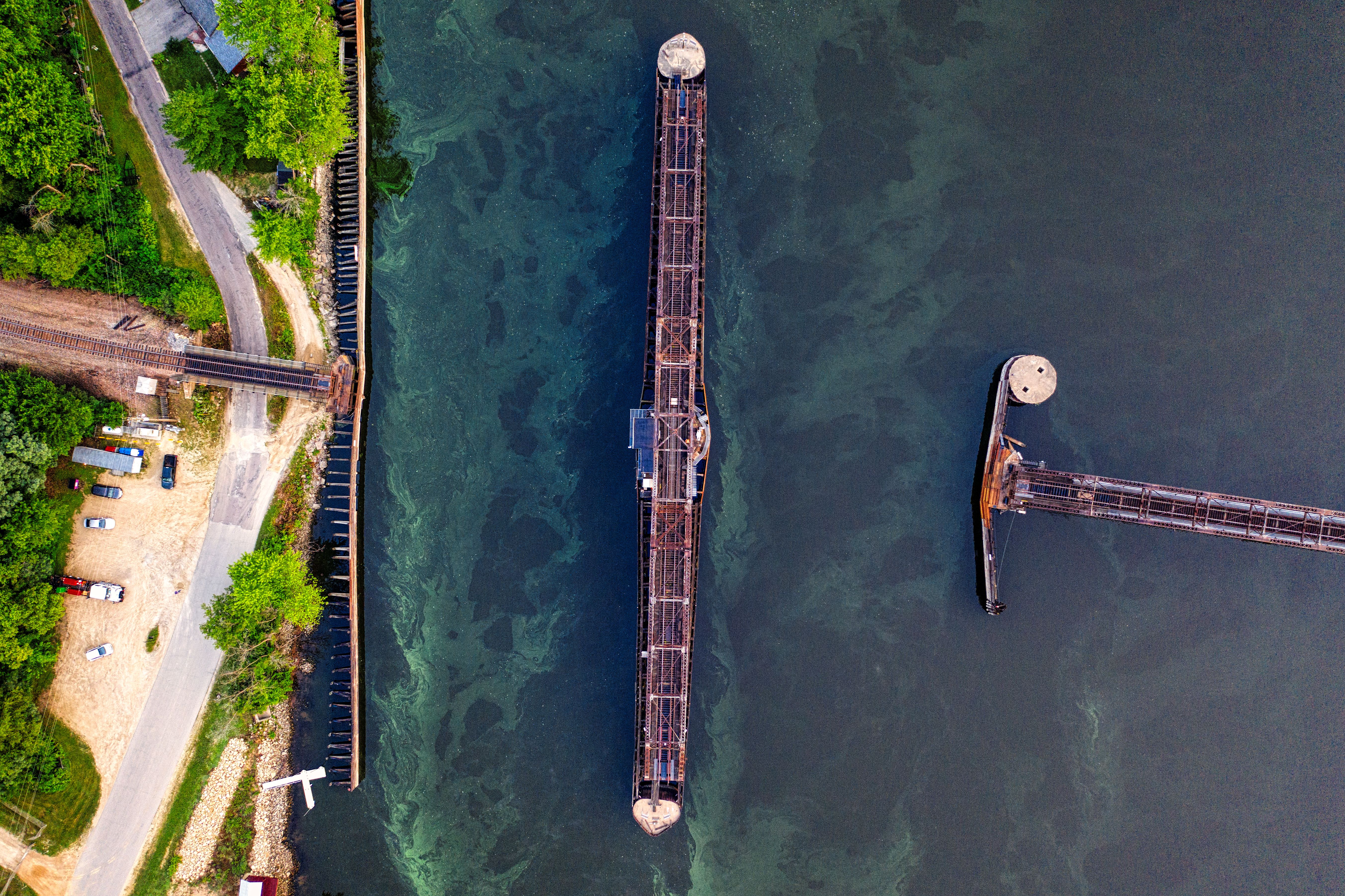 Aerial View of Wisconsin Central Swing Bridge · Free Stock Photo