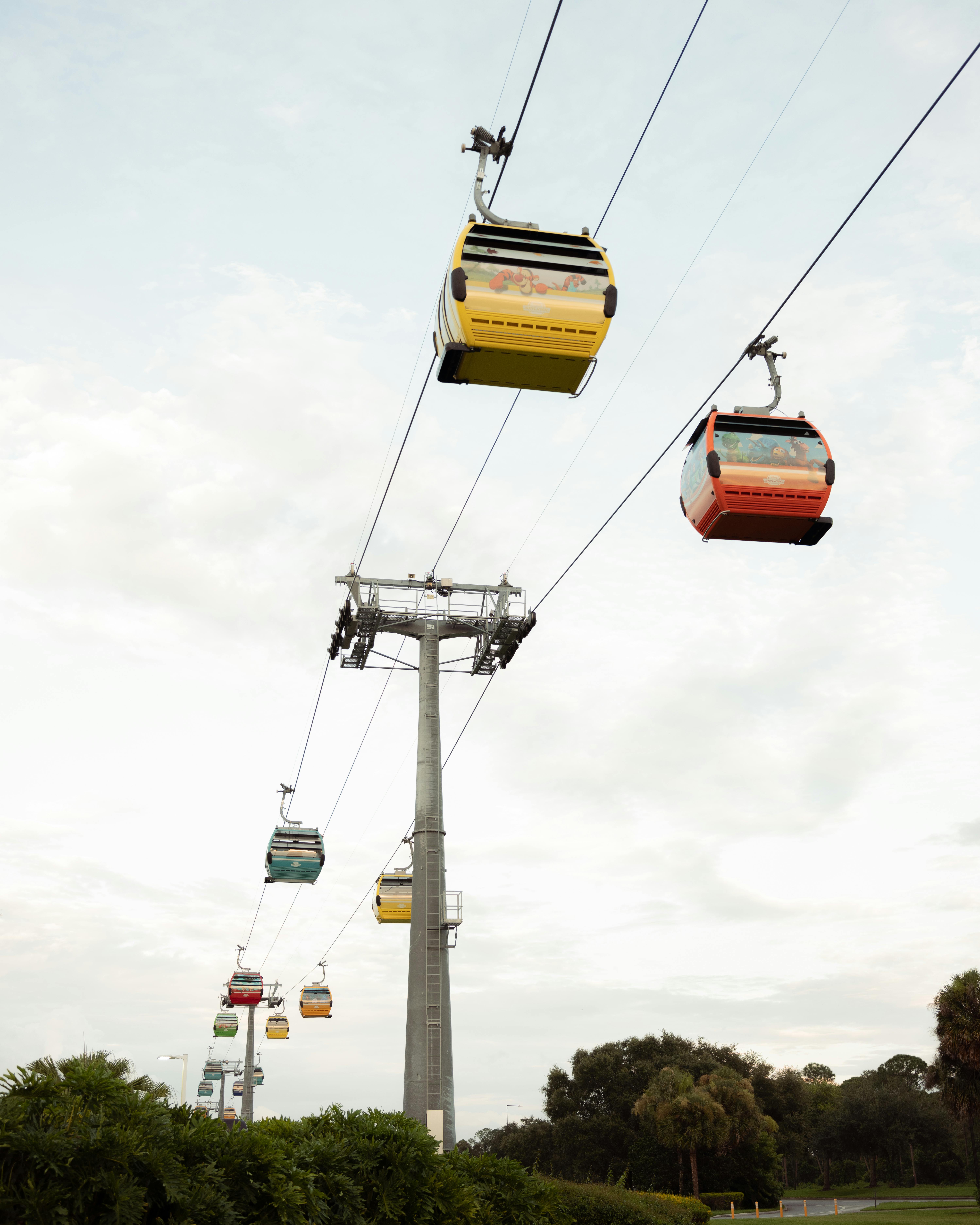 Red and Yellow Cable Cars Under White Clouds · Free Stock Photo