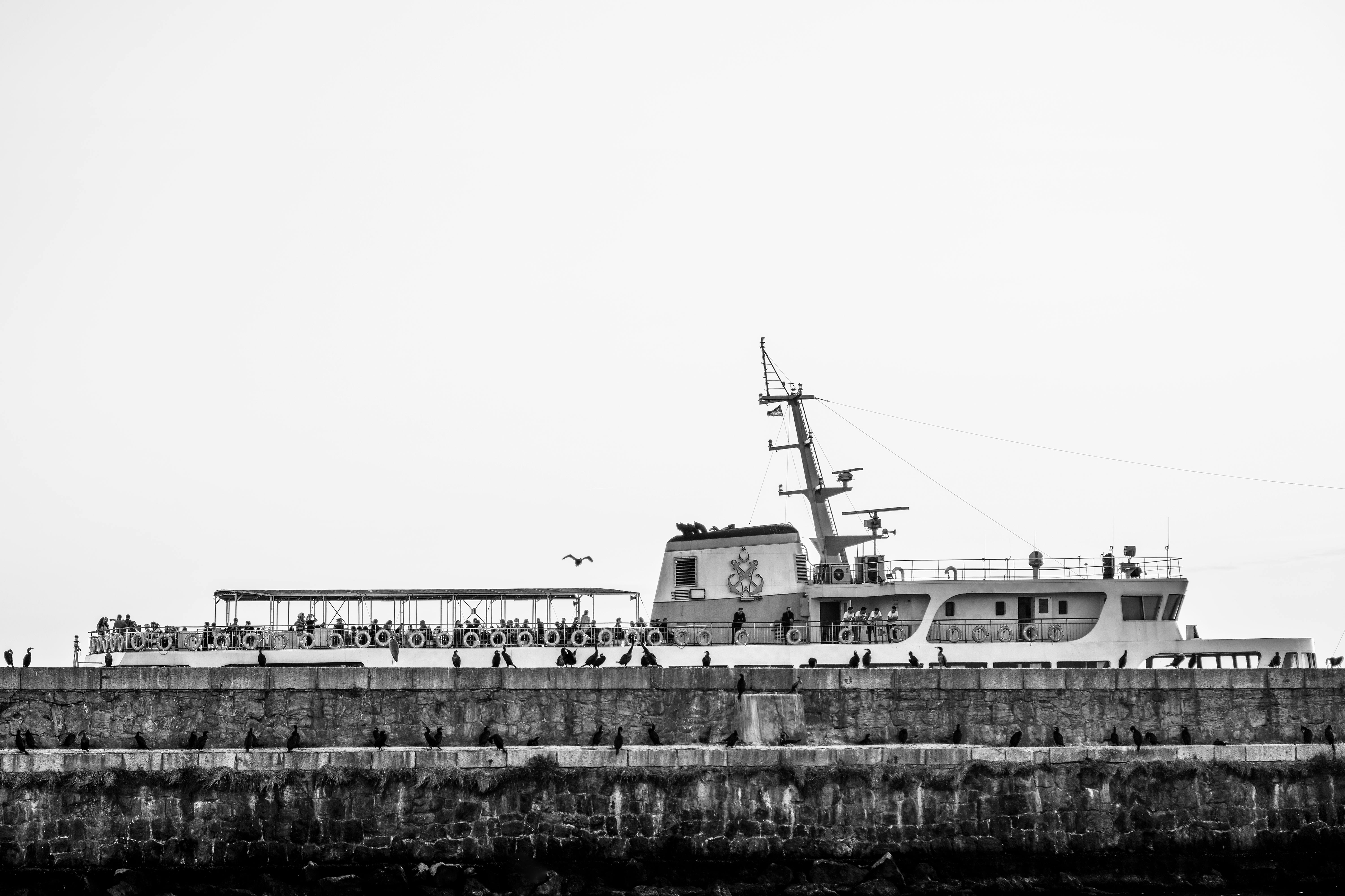 Grayscale Photo of a Ship · Free Stock Photo