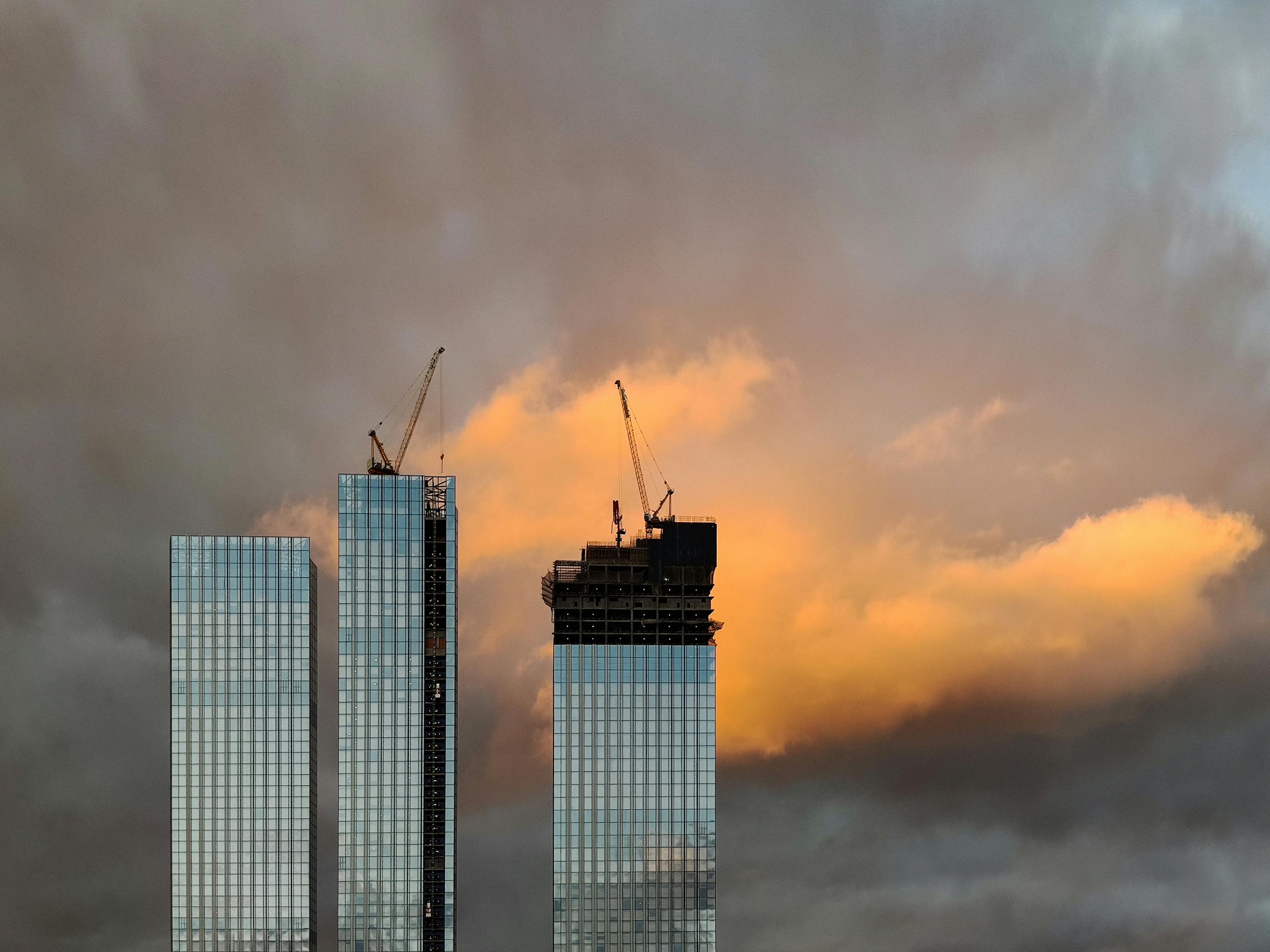 Drone Shot of Buildings during Sunset · Free Stock Photo