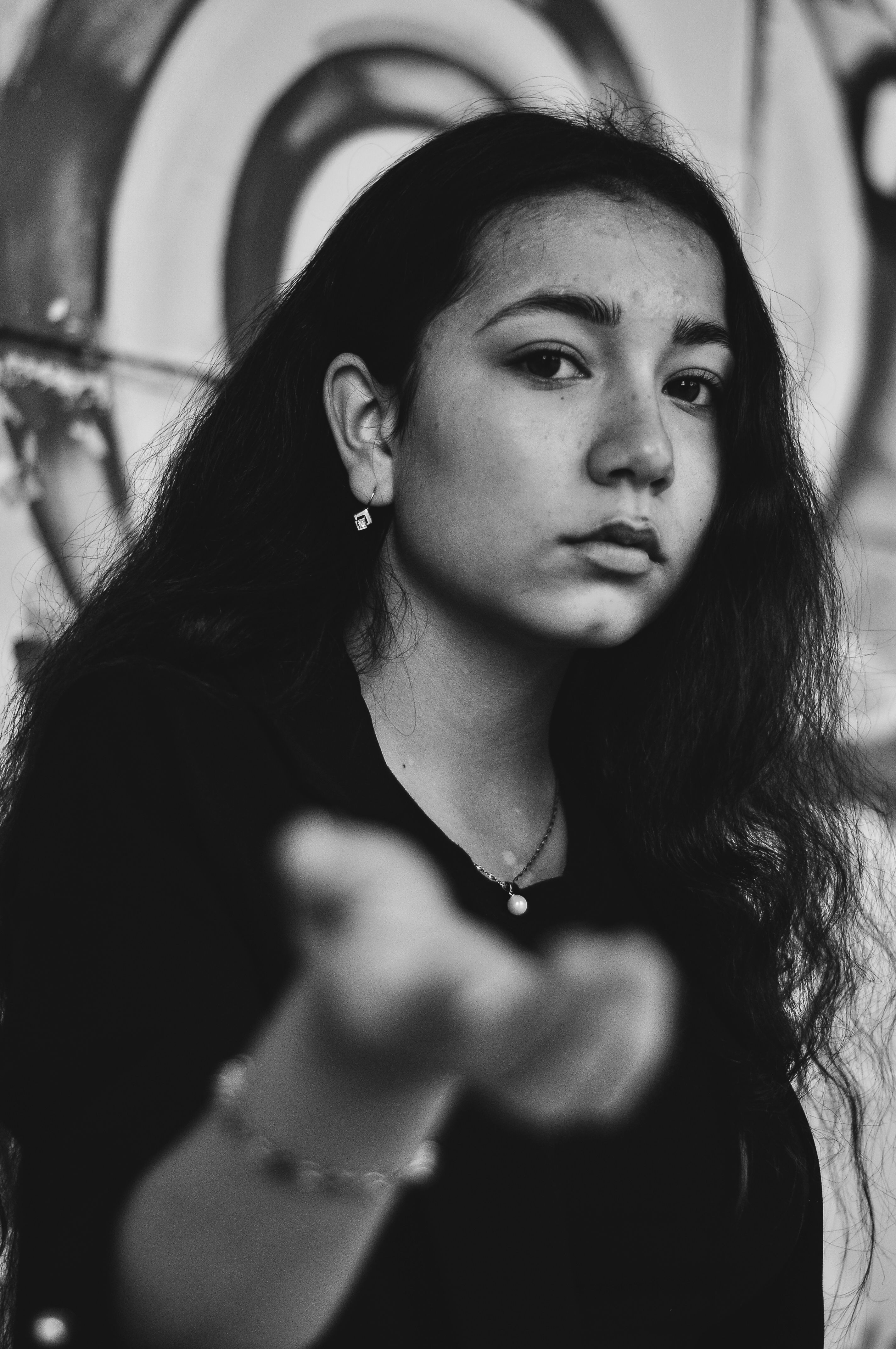 Grayscale Photo of Woman in Black Shirt Reaching Out Her Hand · Free ...
