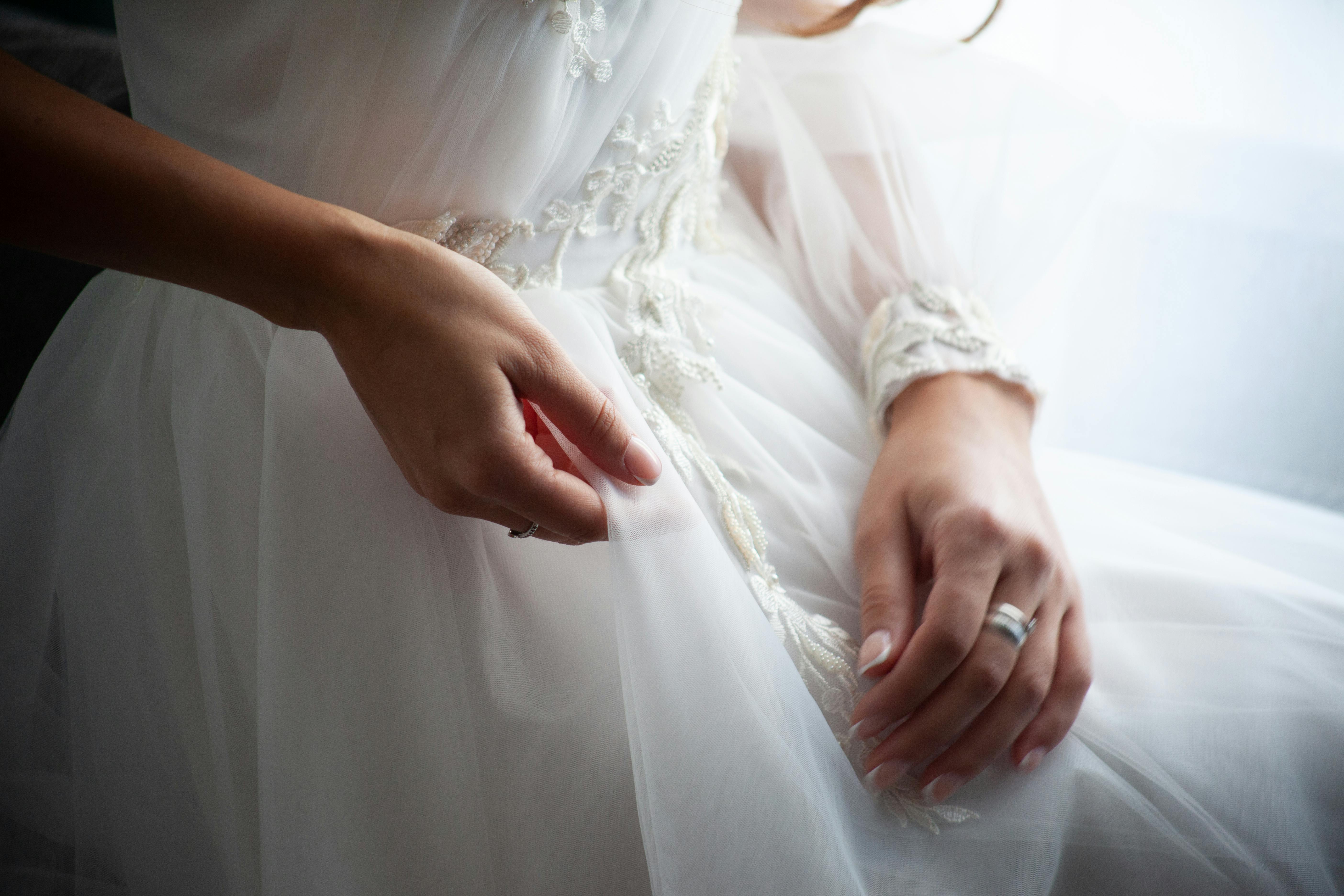 Bride Wearing Wedding Dress and Ring · Free Stock Photo