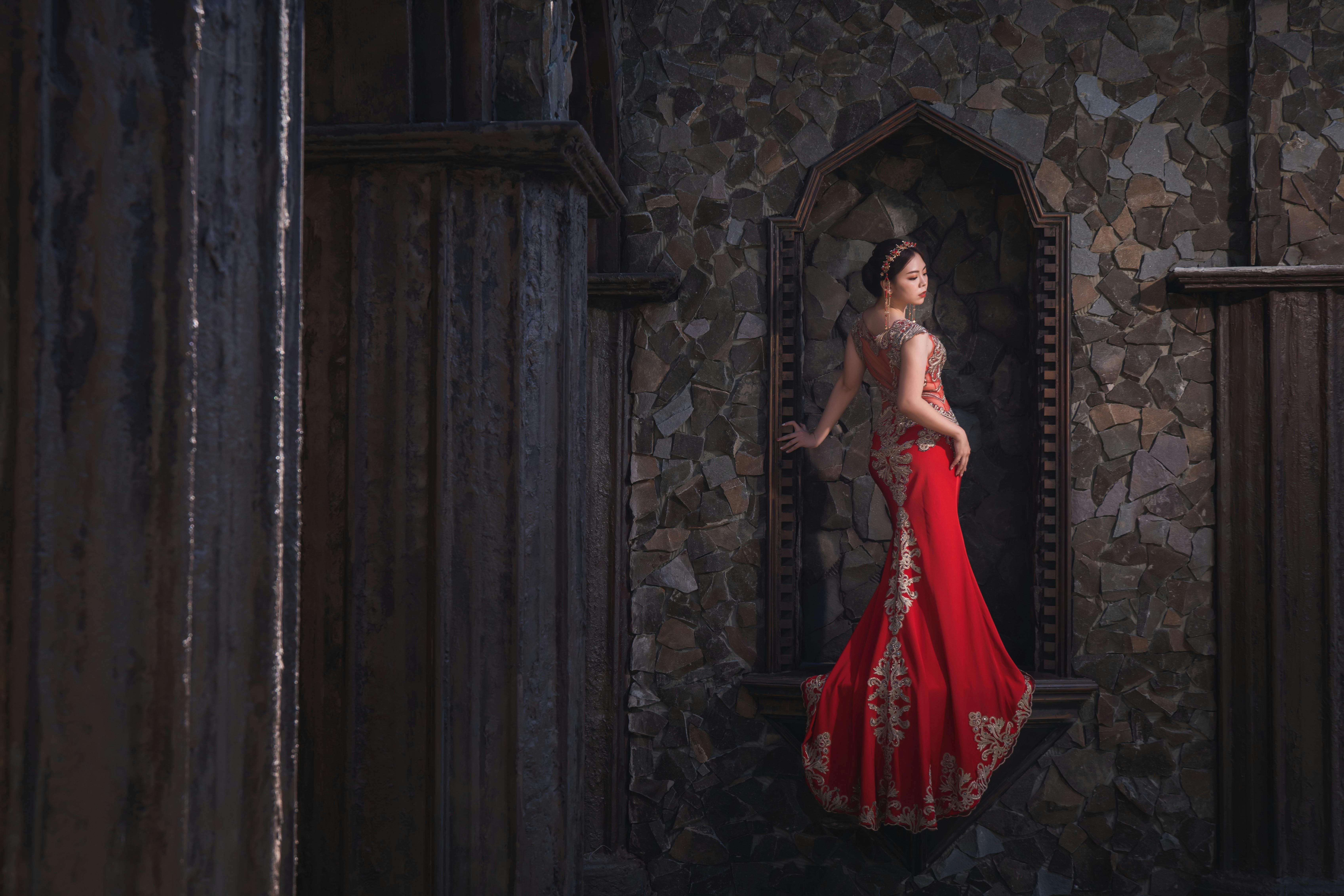 Woman Wearing an Elegant Red Dress · Free Stock Photo