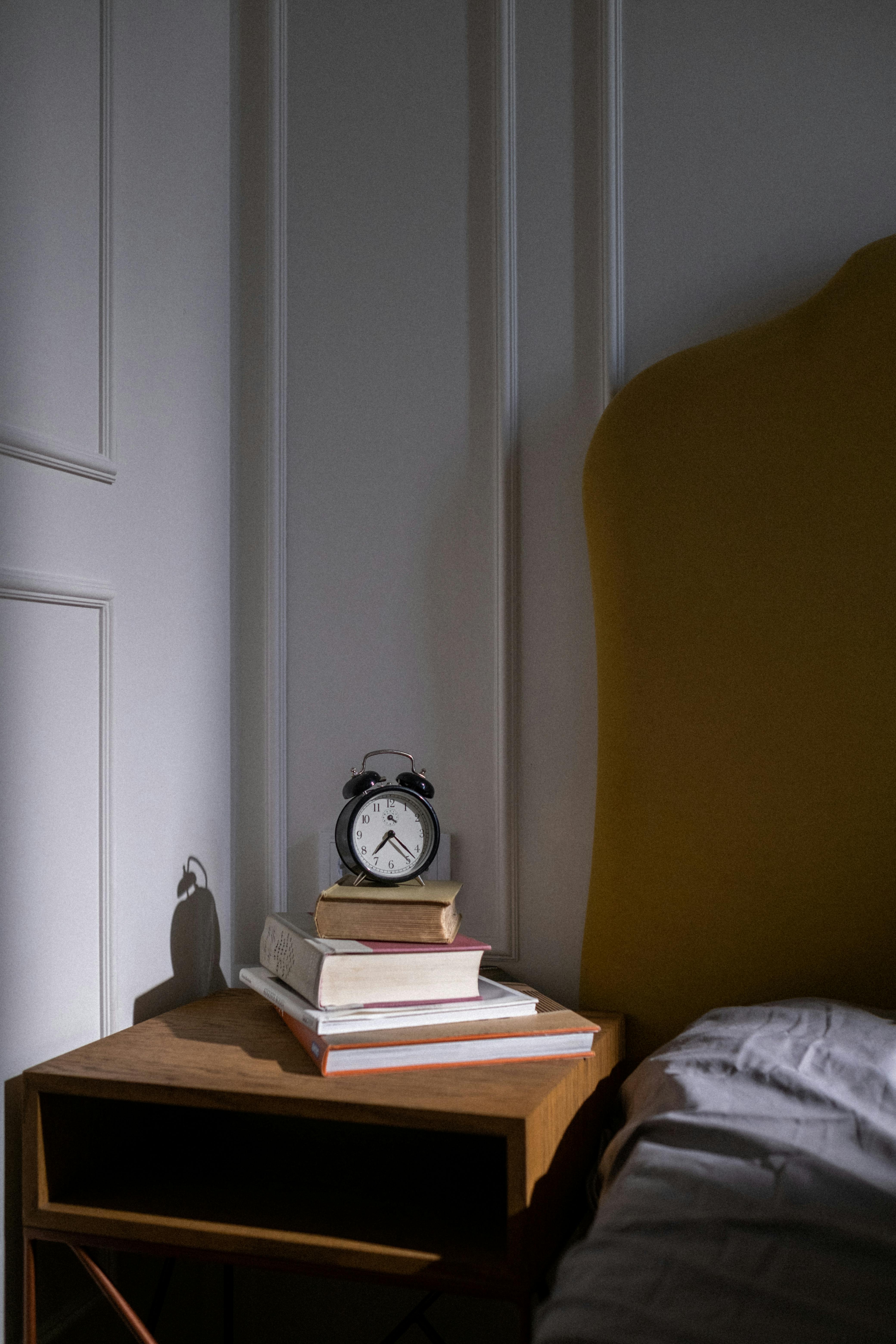 Free stock photo of alarm clock, bed headboard, bed linen, bedroom ...