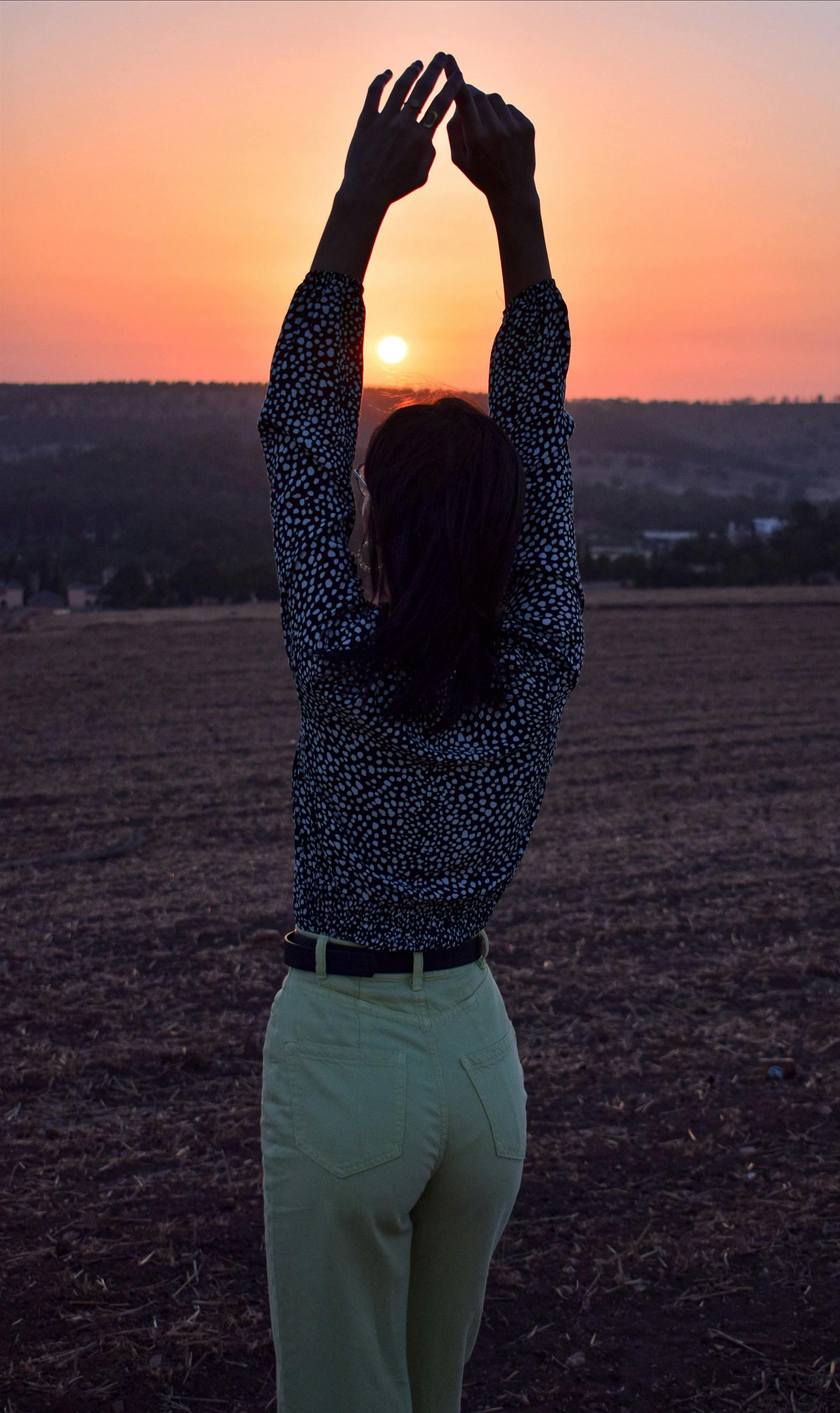 Back View Of Woman With Her Arms Raised · Free Stock Photo